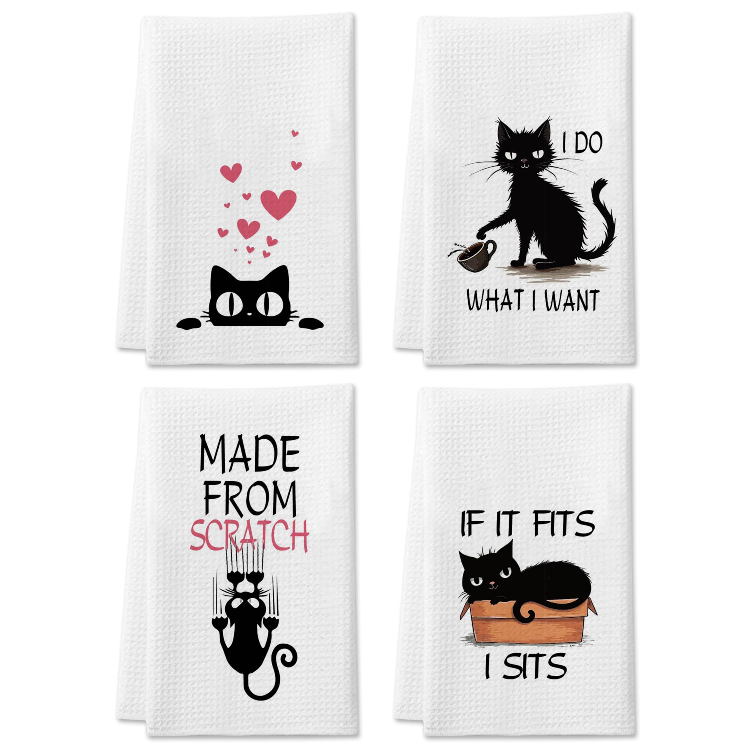 Amazon.com: DETIHO Black Cat Kitchen Towel, Cat Lover Gifts for Women ...