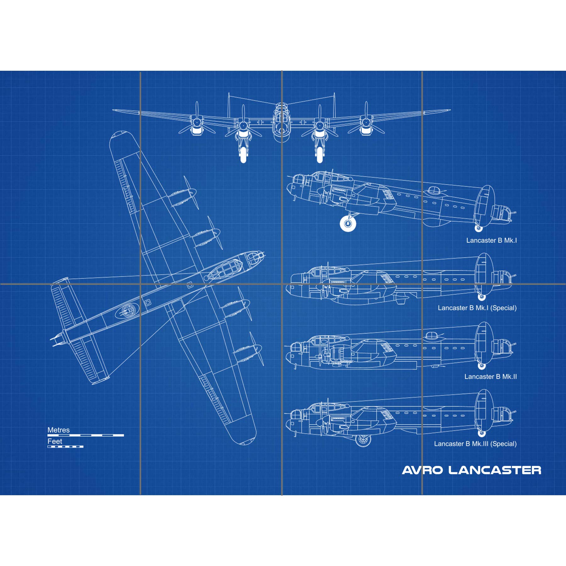 Artery8 Avro Lancaster Bomber Aircraft Plane Blueprint Plan XL Giant ...