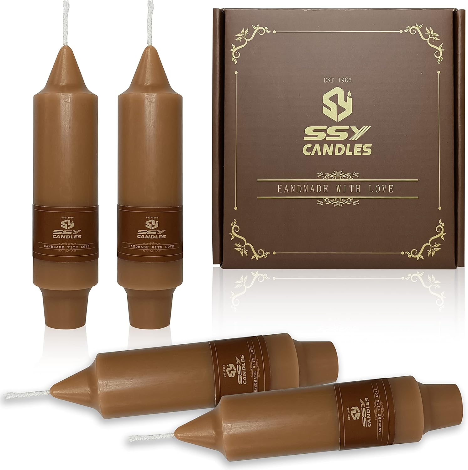 Amazon.com: Short Taper Candles Handmade Candle Sticks 5 inch Dinner ...