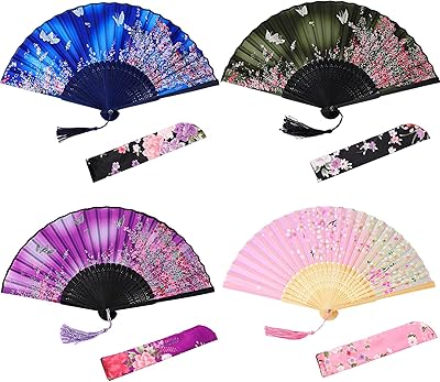 Amazon.com: 10pcs Floral Folding Hand Fan Flower Pattern Gold Side Lace ...