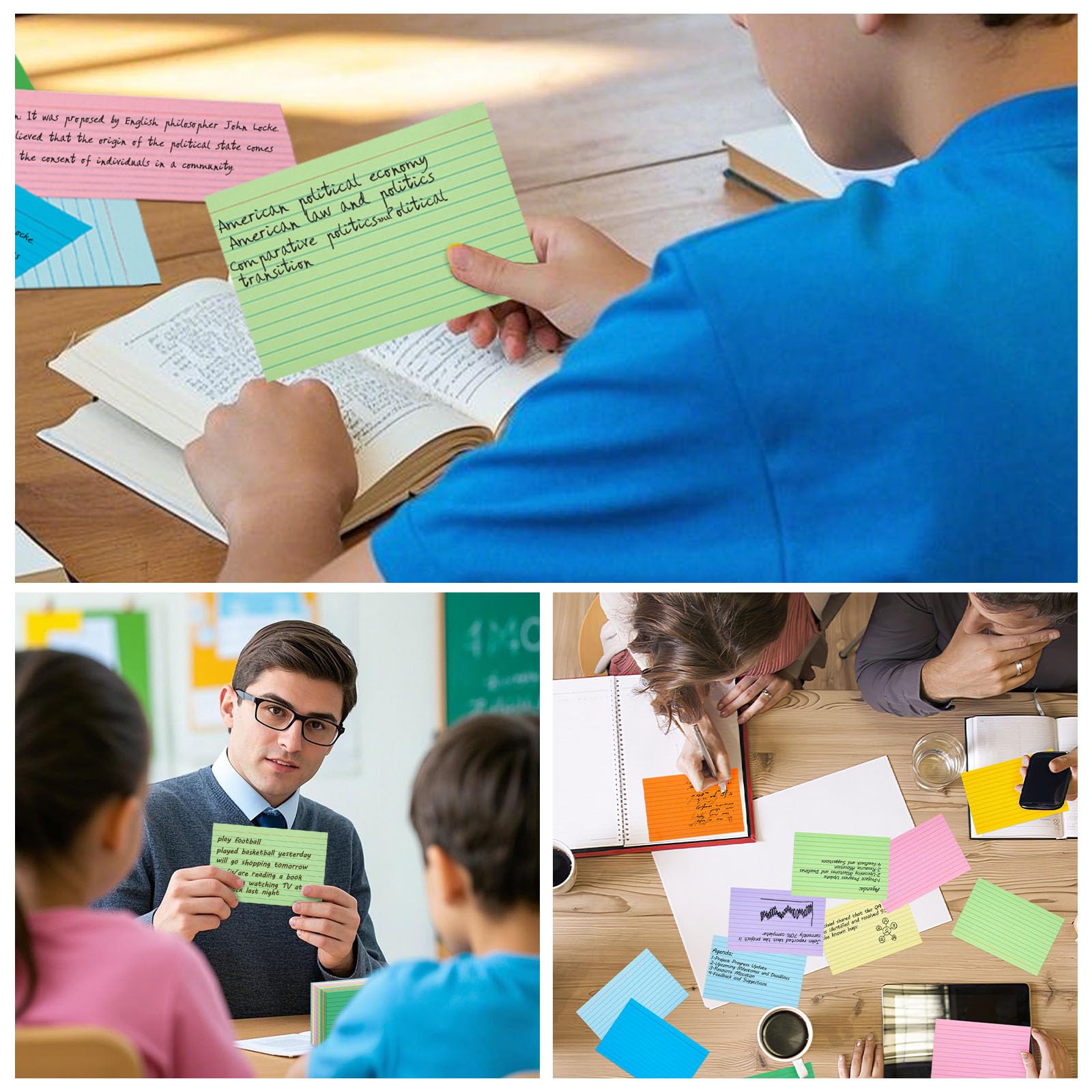 Snapklik.com : Index Cards 4x6 Inch, 180 Count, Colored Large Flash ...