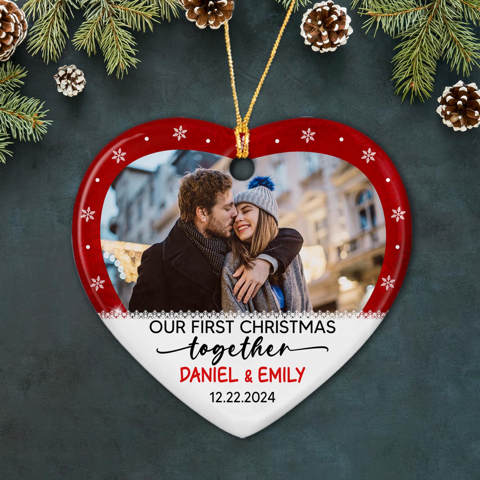 Amazon.com: Photo Our First Christmas Together Ceramic Ornament ...