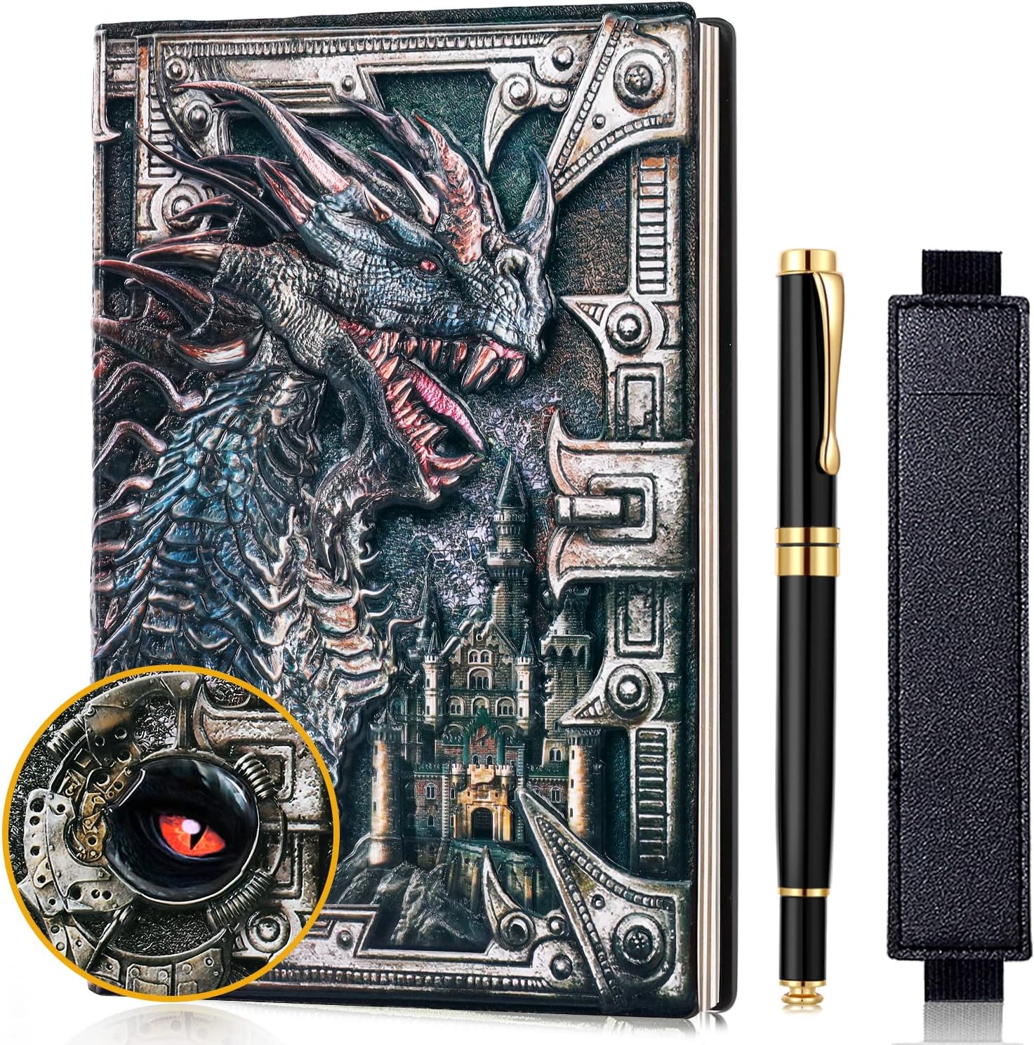 Amazon.com : DND Dragon Notebook 3D Embossed Leather Journal A5 Vintage ...