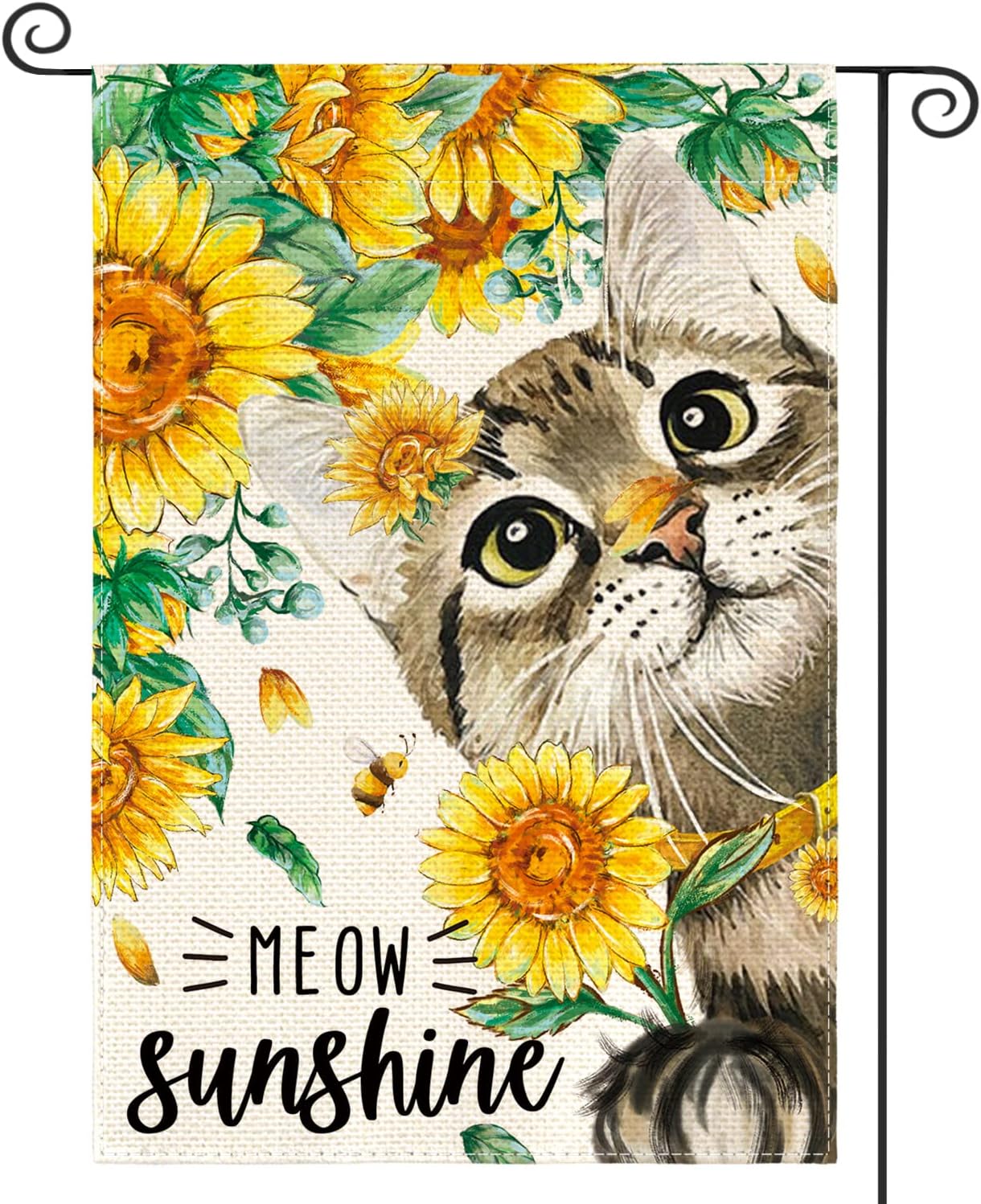 Amazon.com : AVOIN colorlife Meow Sunshine Summer Cat Garden Flag 12x18 ...