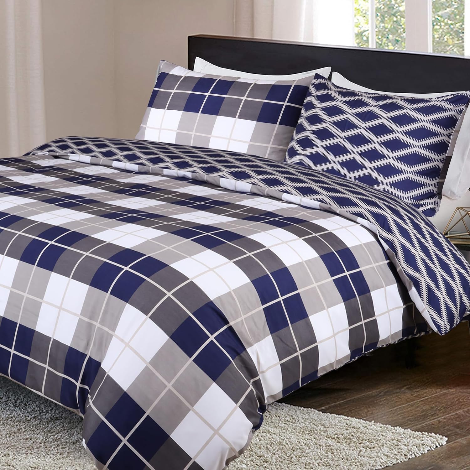 Imperial Rooms Double Duvet Set Soft Printed Bedding Set Brushed ...