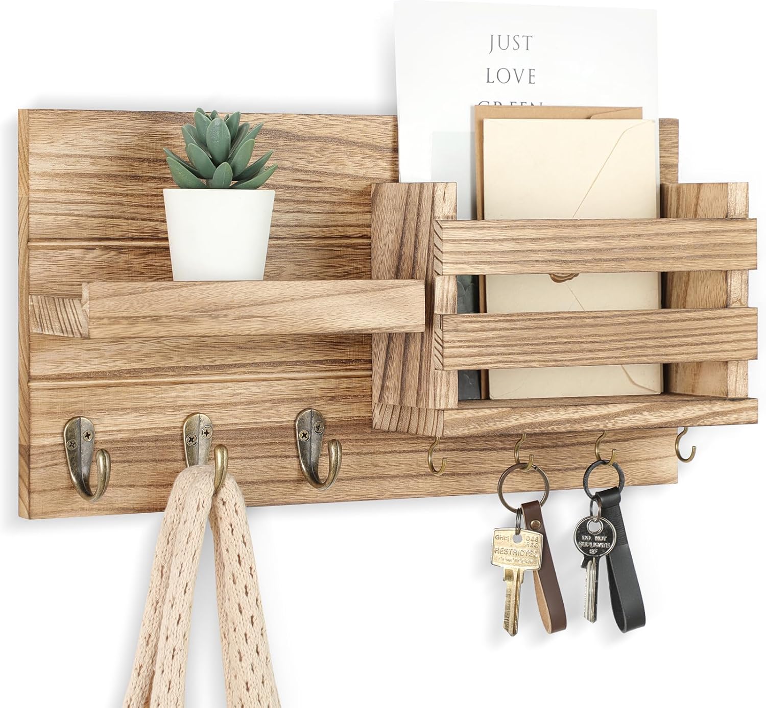 Lwenki Mail Organizer for Wall Mount – Key Holder with Shelf Includes ...