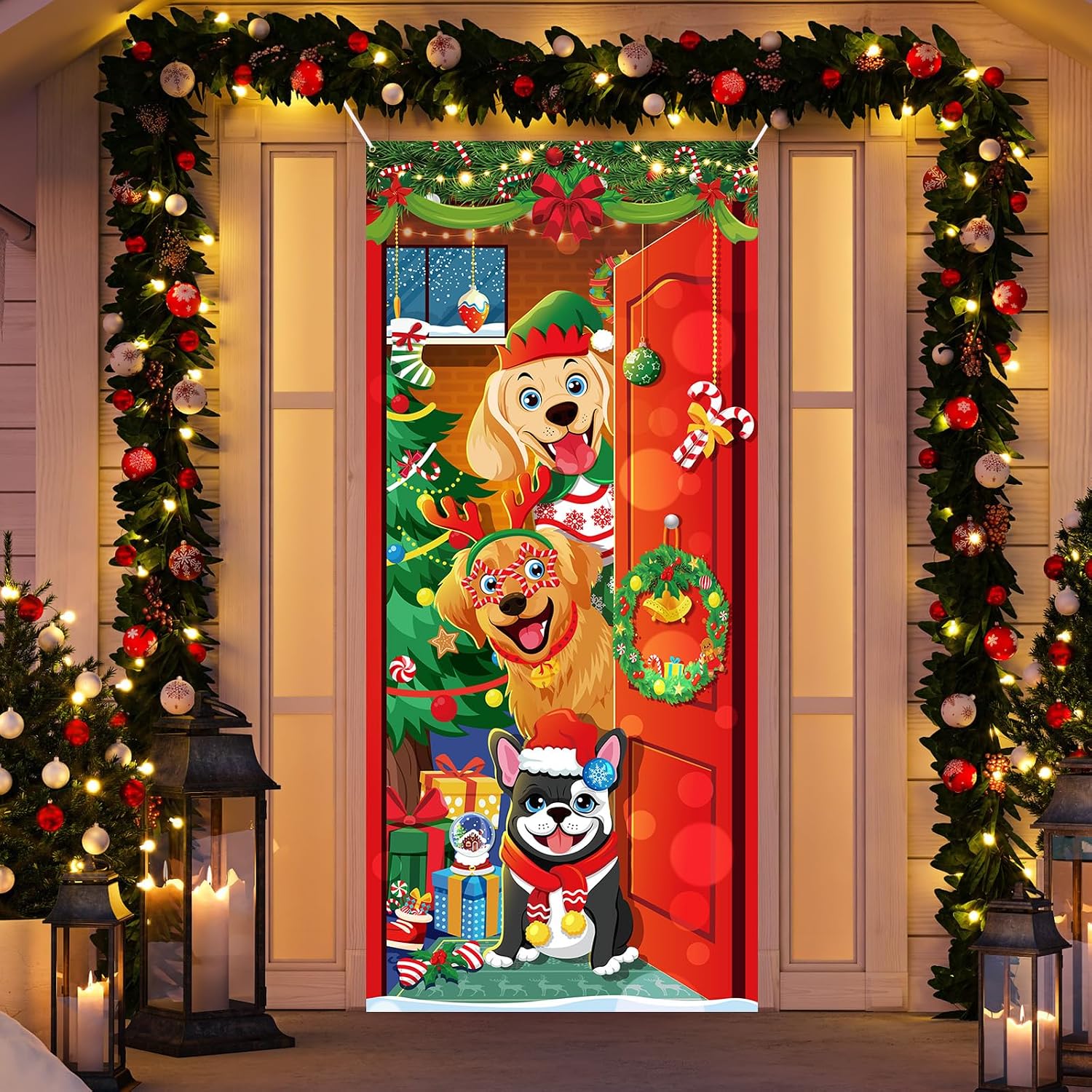 Amazon.com: Konsait Christmas Dog Door Cover, 78.7 X 35.4 In, Front ...