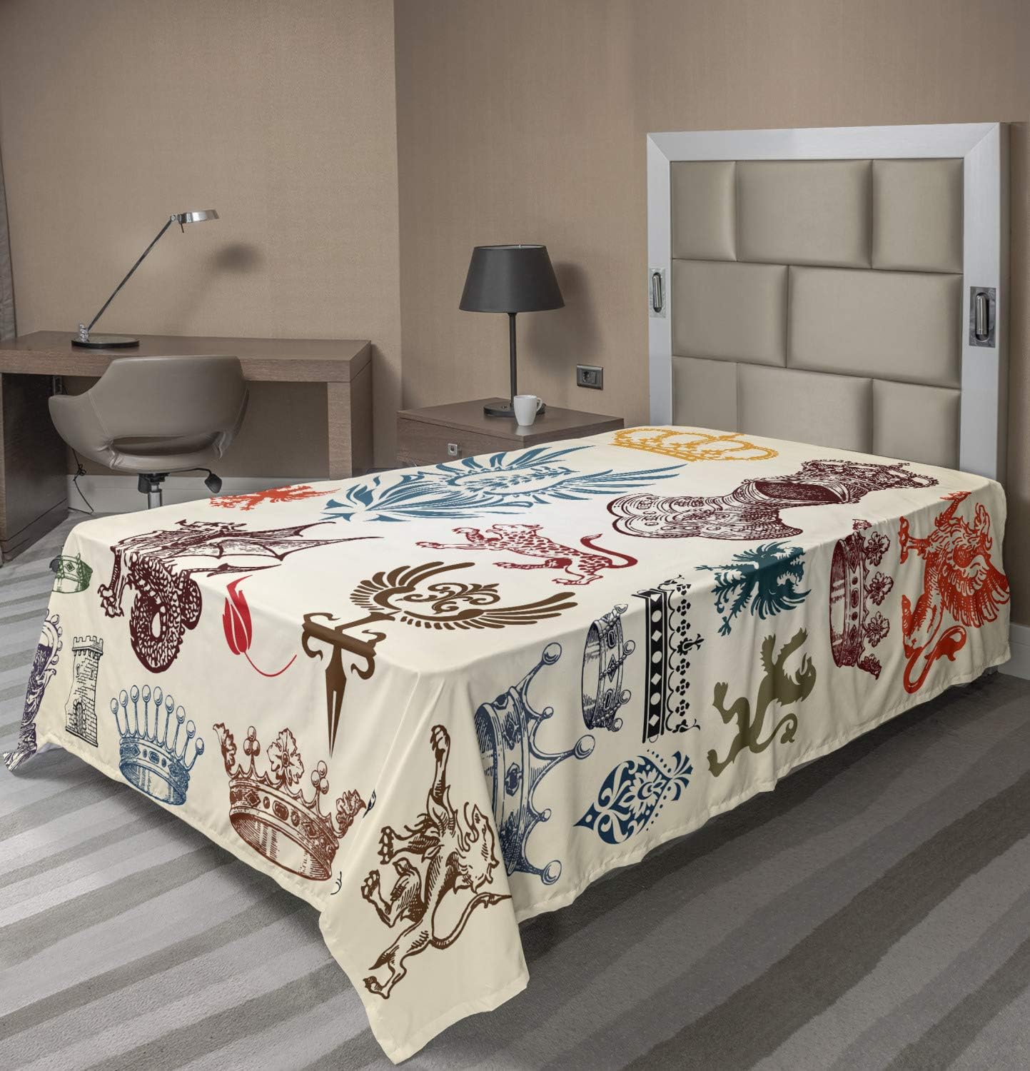 Amazon.com: Ambesonne Medieval Flat Sheet, Medieval Renaissances Retro ...