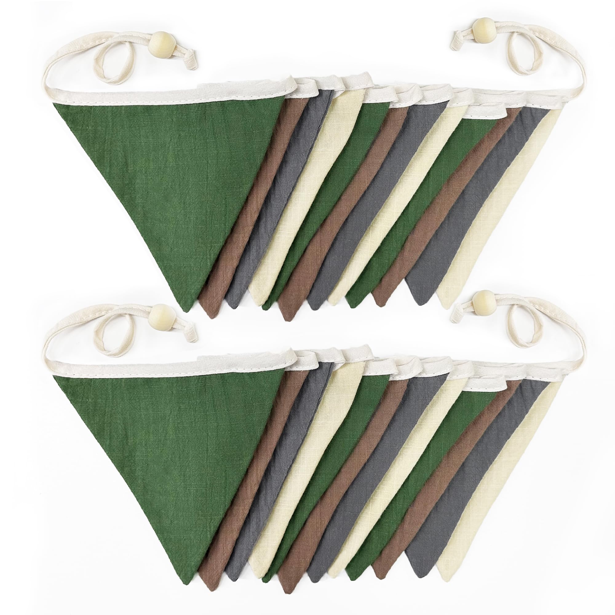 Amazon.com: 2 Sets of Green Brown Grey Pennant Banner 24Pcs Flags ...