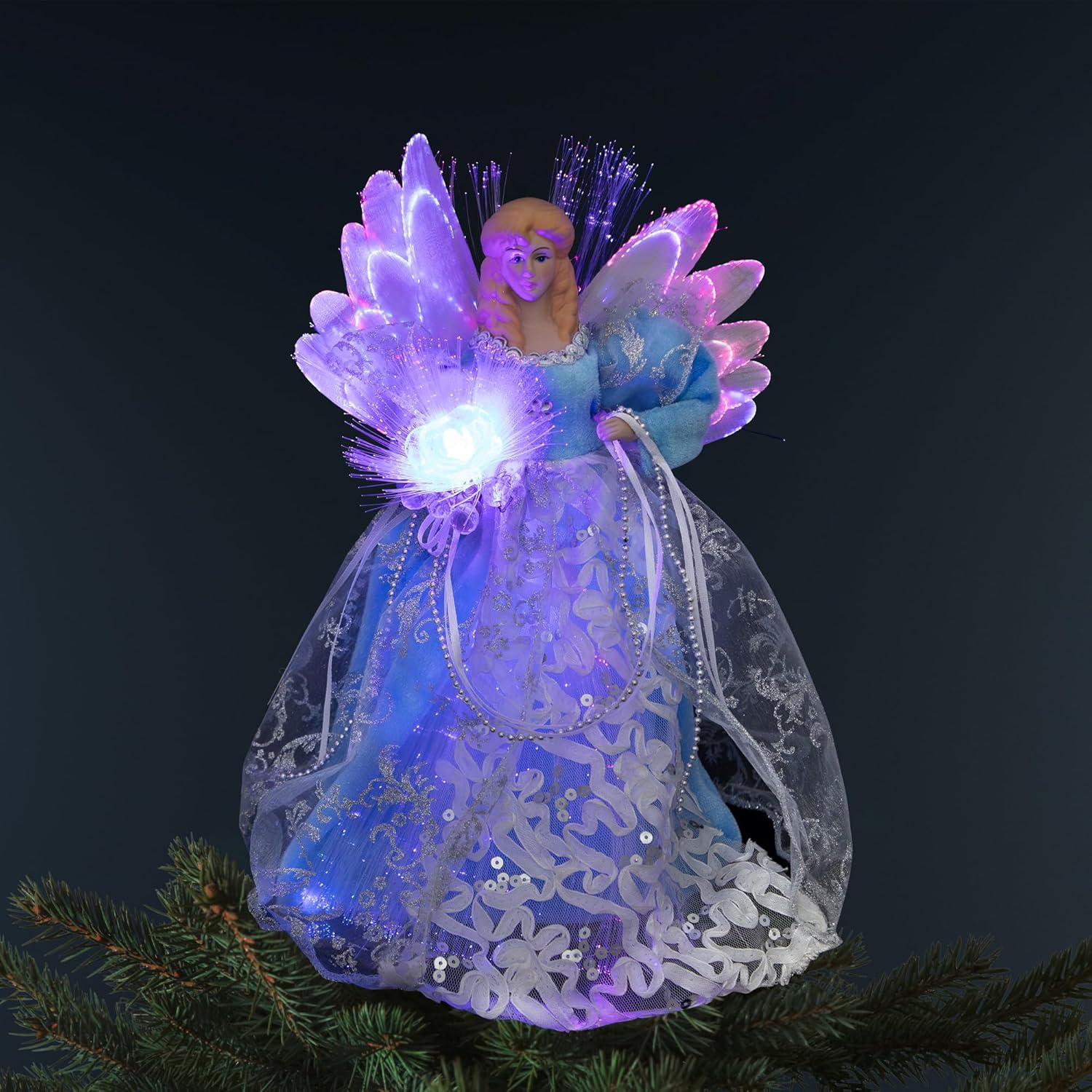 Amazon.com: Northlight Lighted Fiber Optic Angel Christmas Tree Topper ...