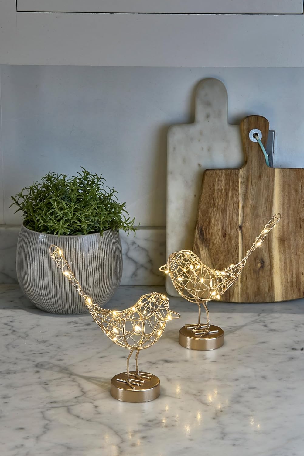 Lightstyle London Battery-Operated Indoor Gold Table Robin Fairy Light ...