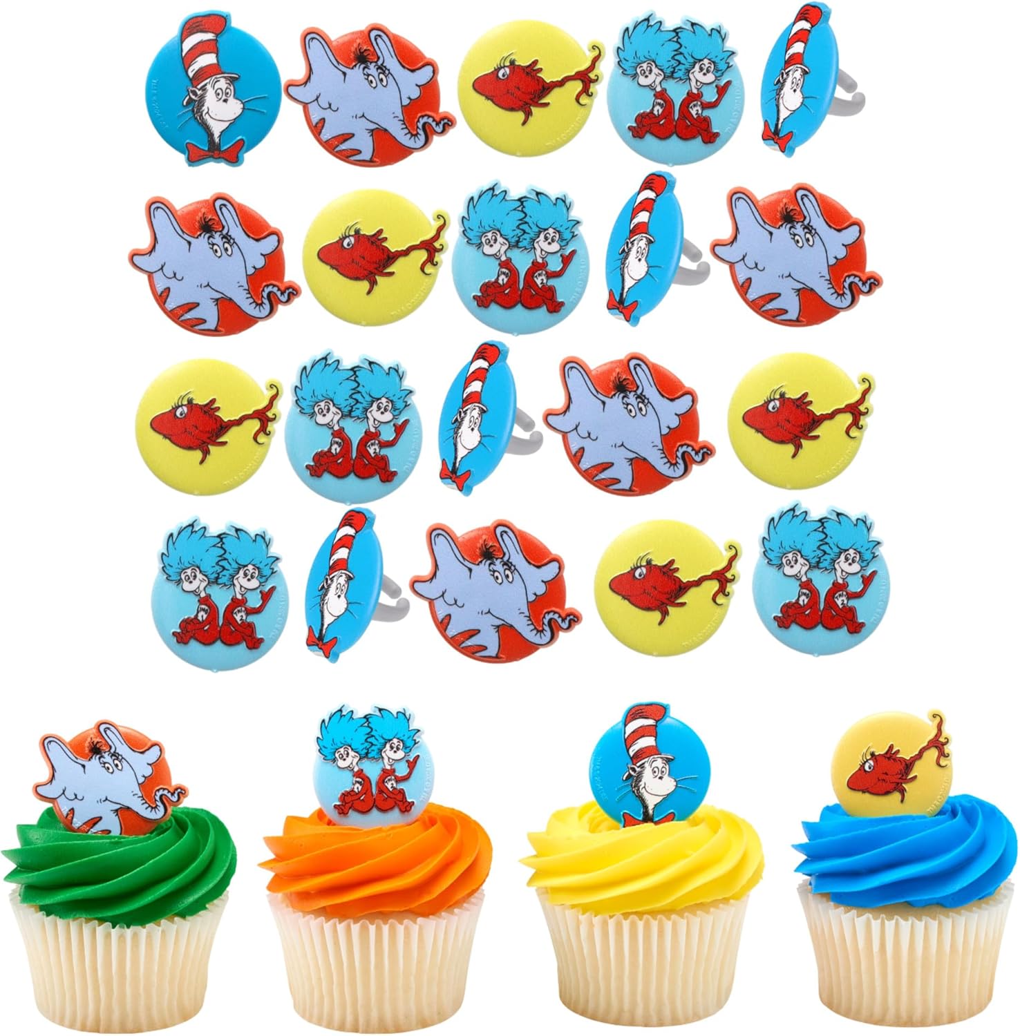 Amazon.com: DecoPac Dr. Seuss Cupcake Rings, 24 Cupcake Decorations ...