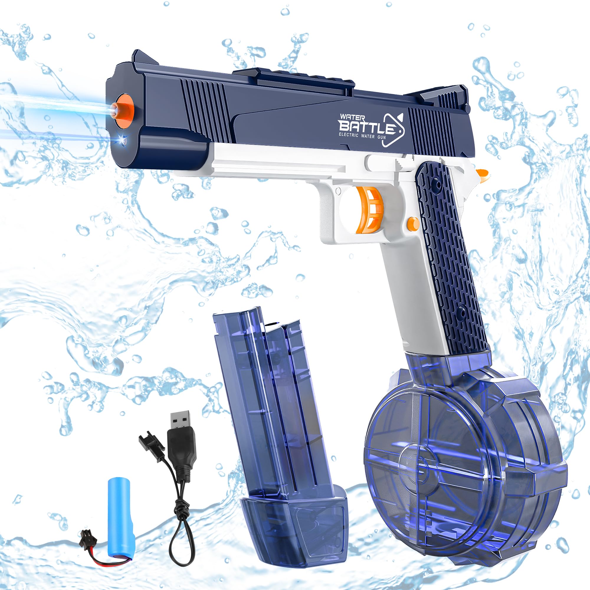 Water , Electric Water Gun with 32 Ft Super Long Range, 500CC+60CC ...