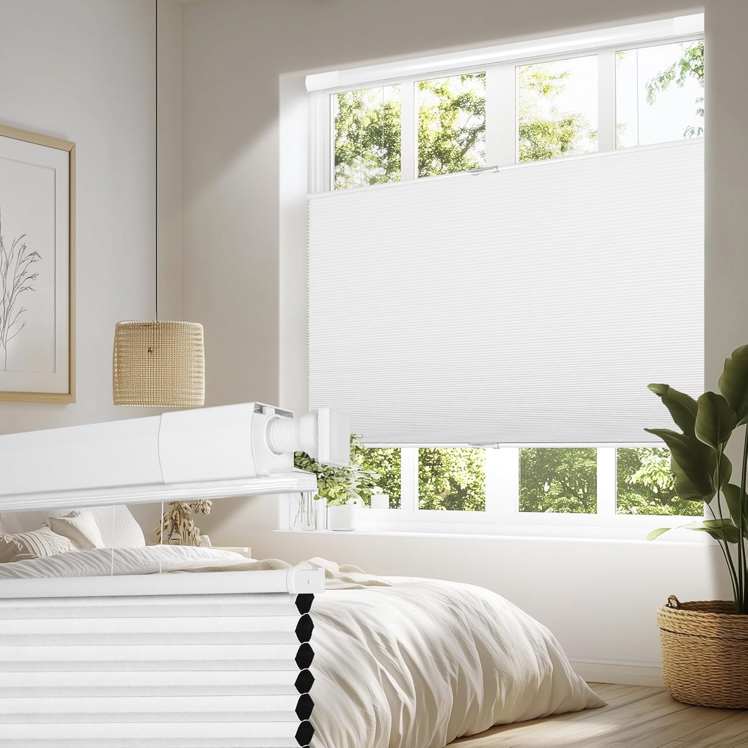 Amazon.com: Sulugood No Tools No Drill Blinds for Indoor Window Top ...