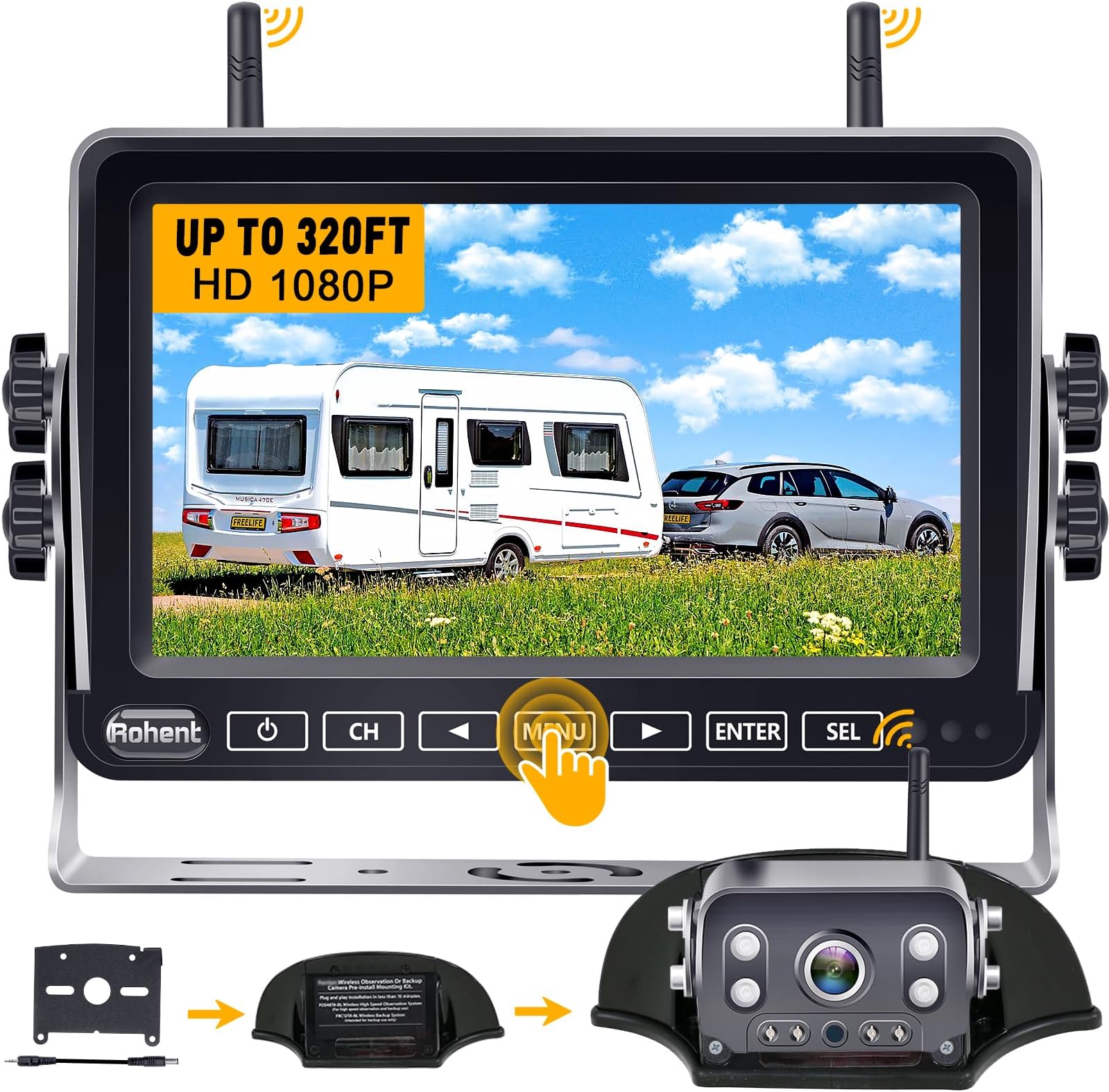 RV Backup Camera Wireless Strong Signal: HD 1080P 7'' Touch Key ...