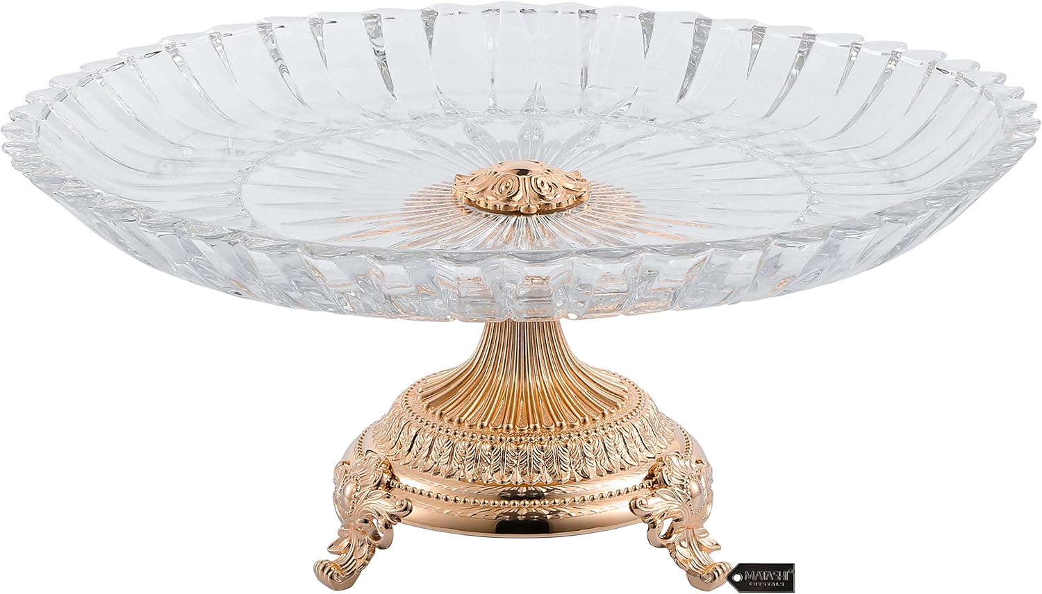 Amazon.com: Matashi Crystal Cake Plate – Round Serving Platter w/ Rose ...