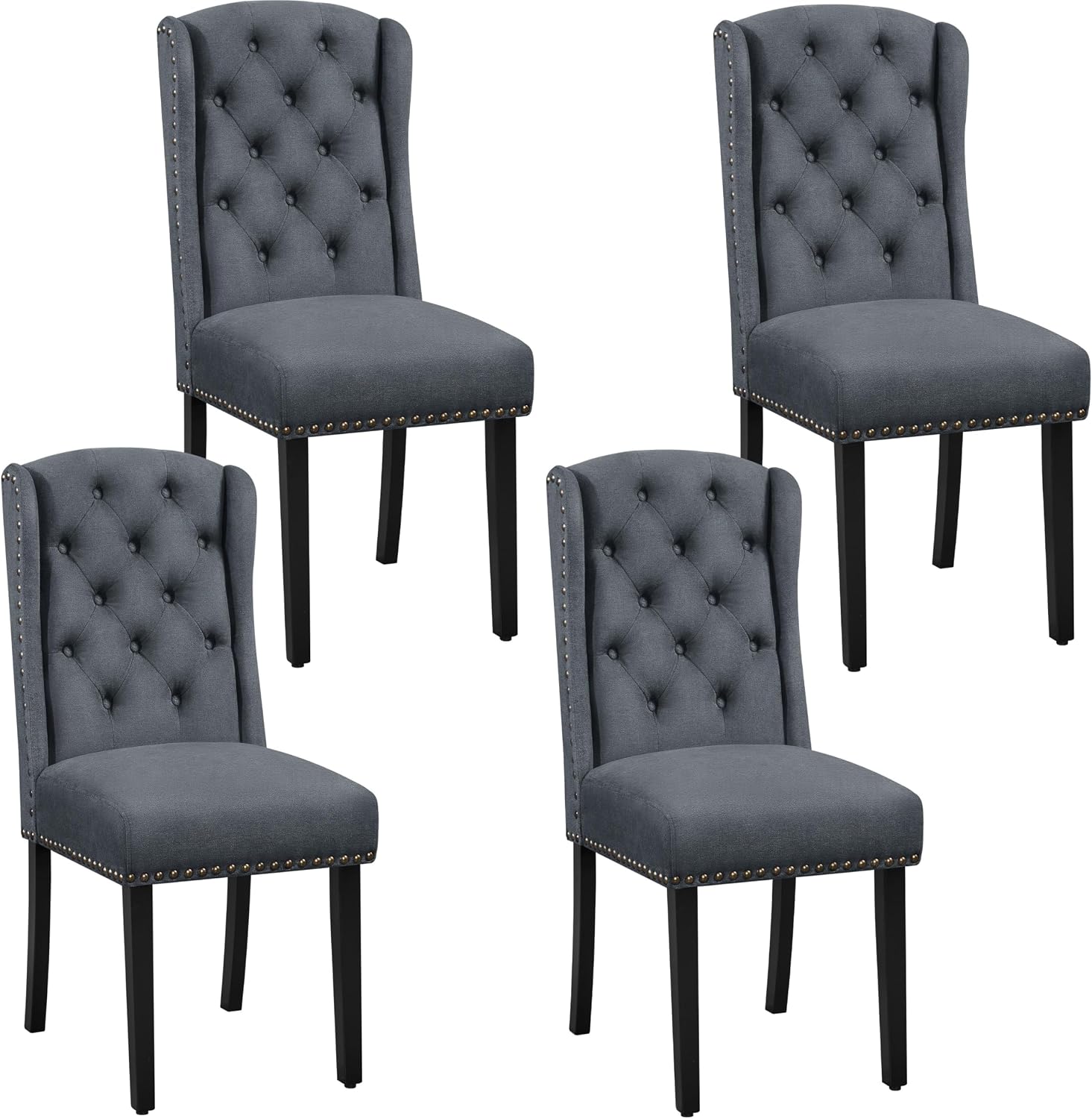 Yaheetech Classic Dining Chairs Set of 4 Upholstered Button Tufted ...