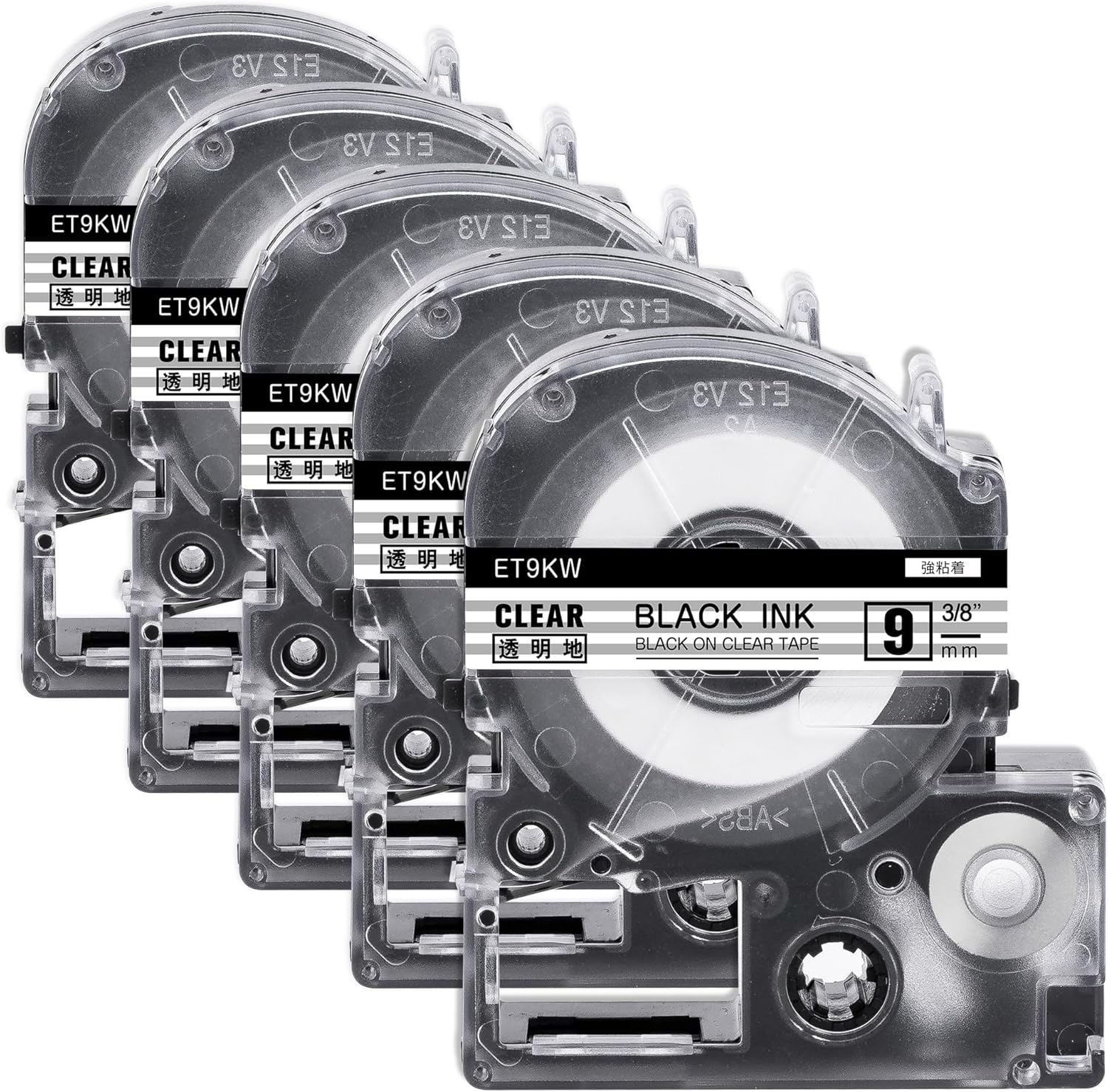 Amazon | 5個 互換 テプラ テープ9mm 透明地黒文字 ET9KW と互換性のある キングジム テプラ テープカートリッジ テプラPRO Kingjim tepra用 (ST9KW ...