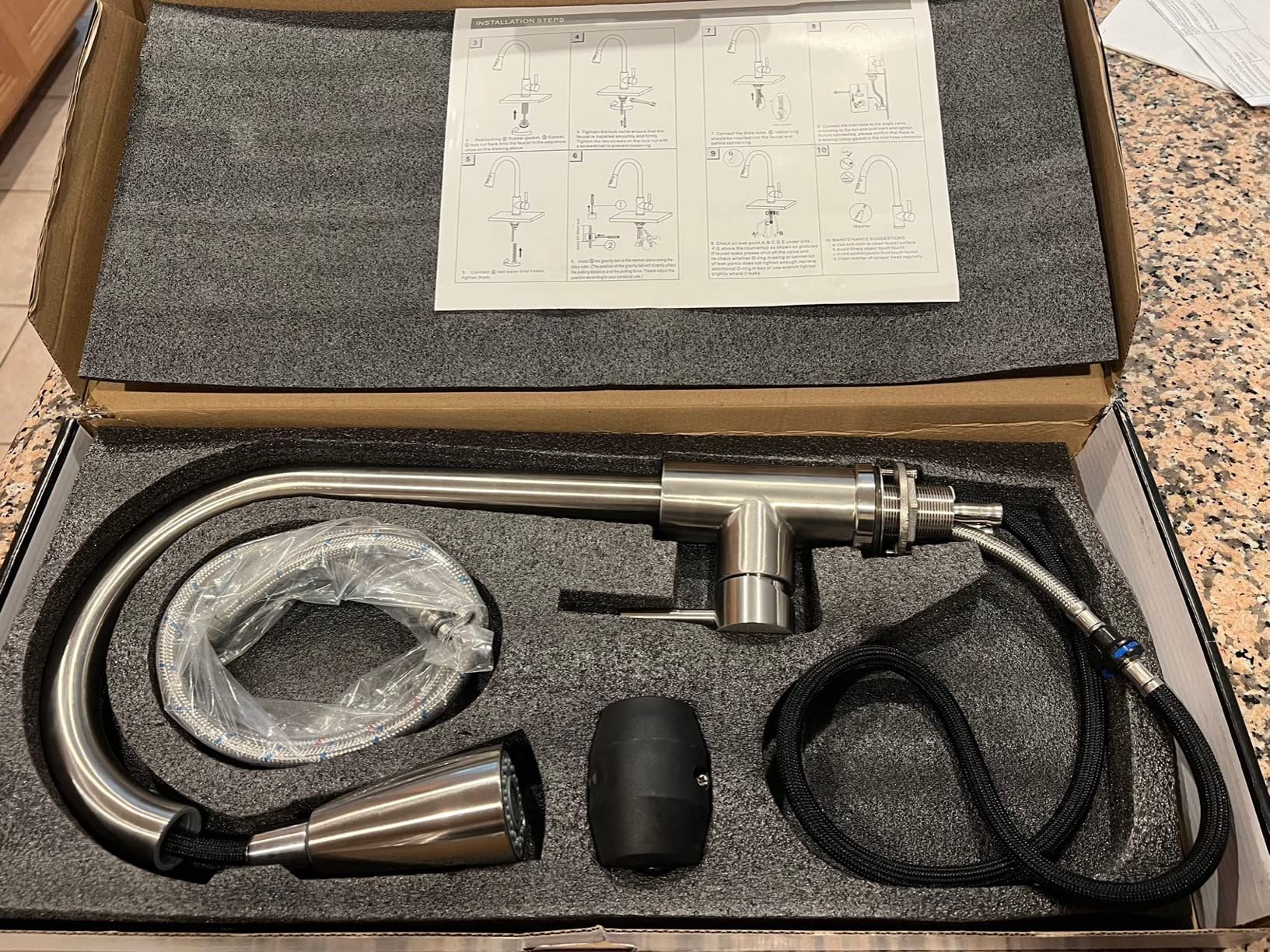 Modern Stainless Steel Kitchen Faucet with Pull Down Sprayer and Single ...