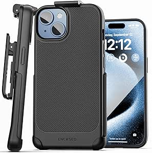 Amazon.com: Encased Thin Armor Belt Case - Designed for iPhone 15 Case with Phone Holster Clip ...