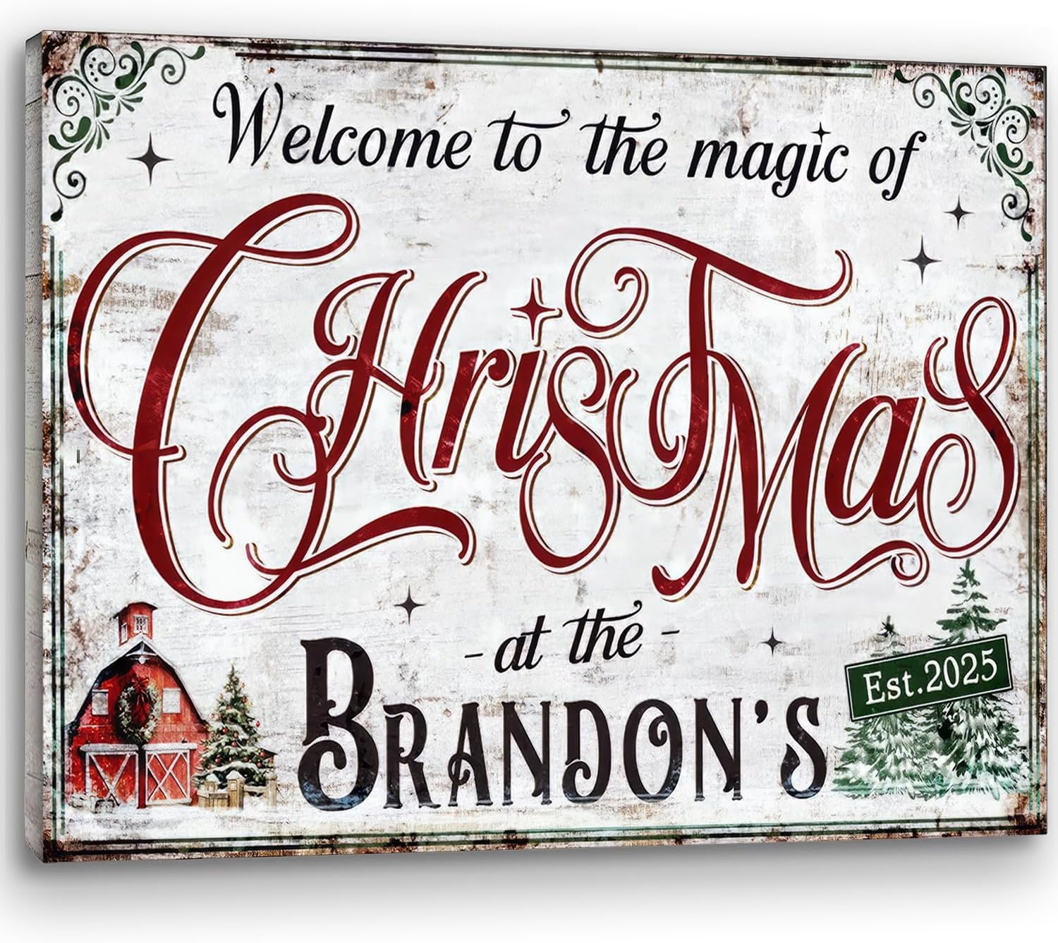 Amazon.com: Personalized Family Name Welcome To Christmas Rustic ...