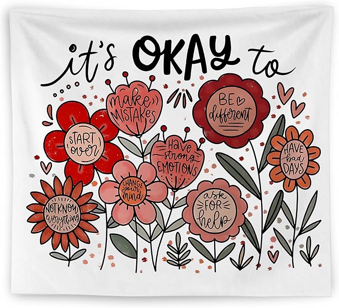 Amazon.com: WNAGT Boho Floral Mental Health Tapestry Wall Hanging ...