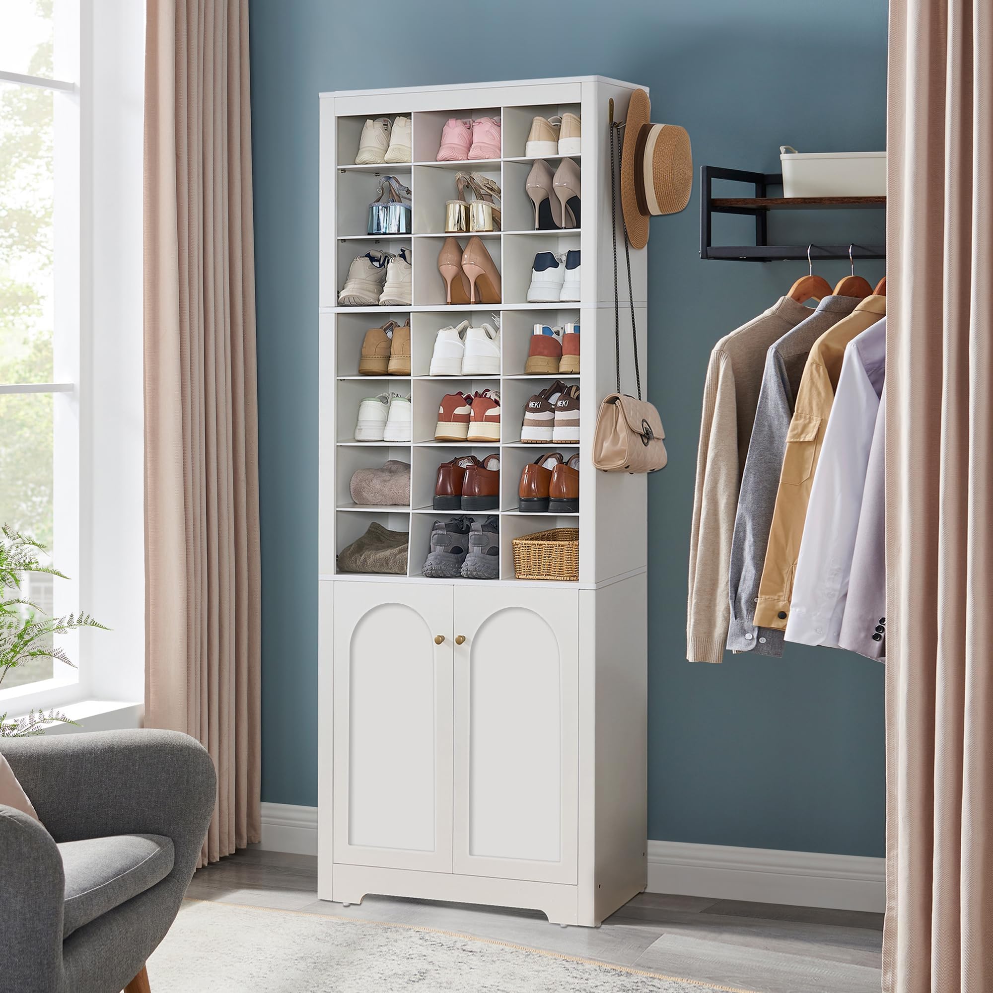 Amazon.com: HYYKJ-US Modern Bamboo Shoe Storage Cabinet 8 Tier ...