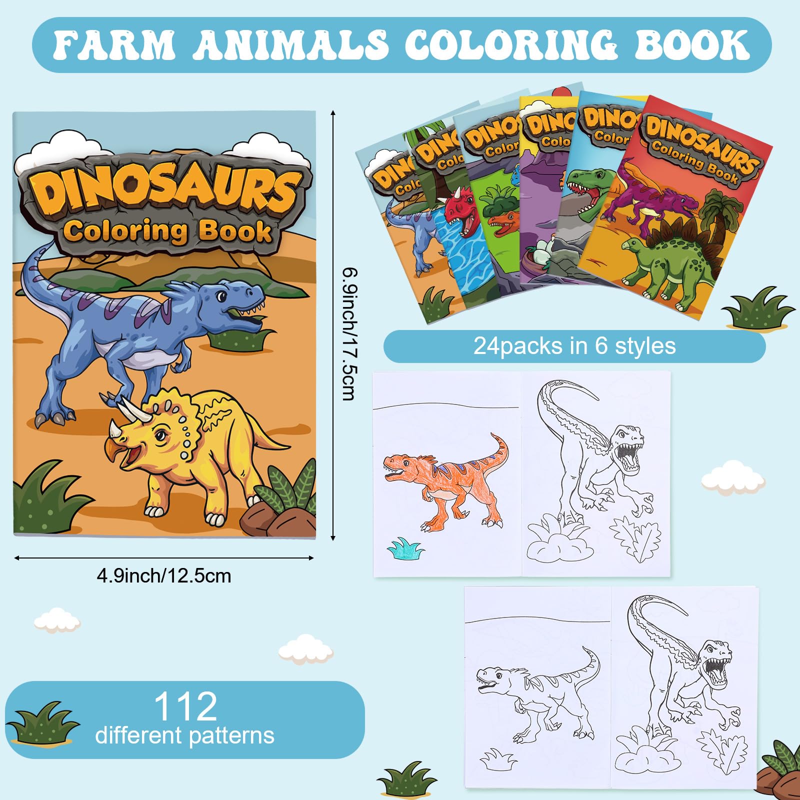 Snapklik.com : 24 Pieces Mini Dinosaur Coloring Books Dino Painting ...