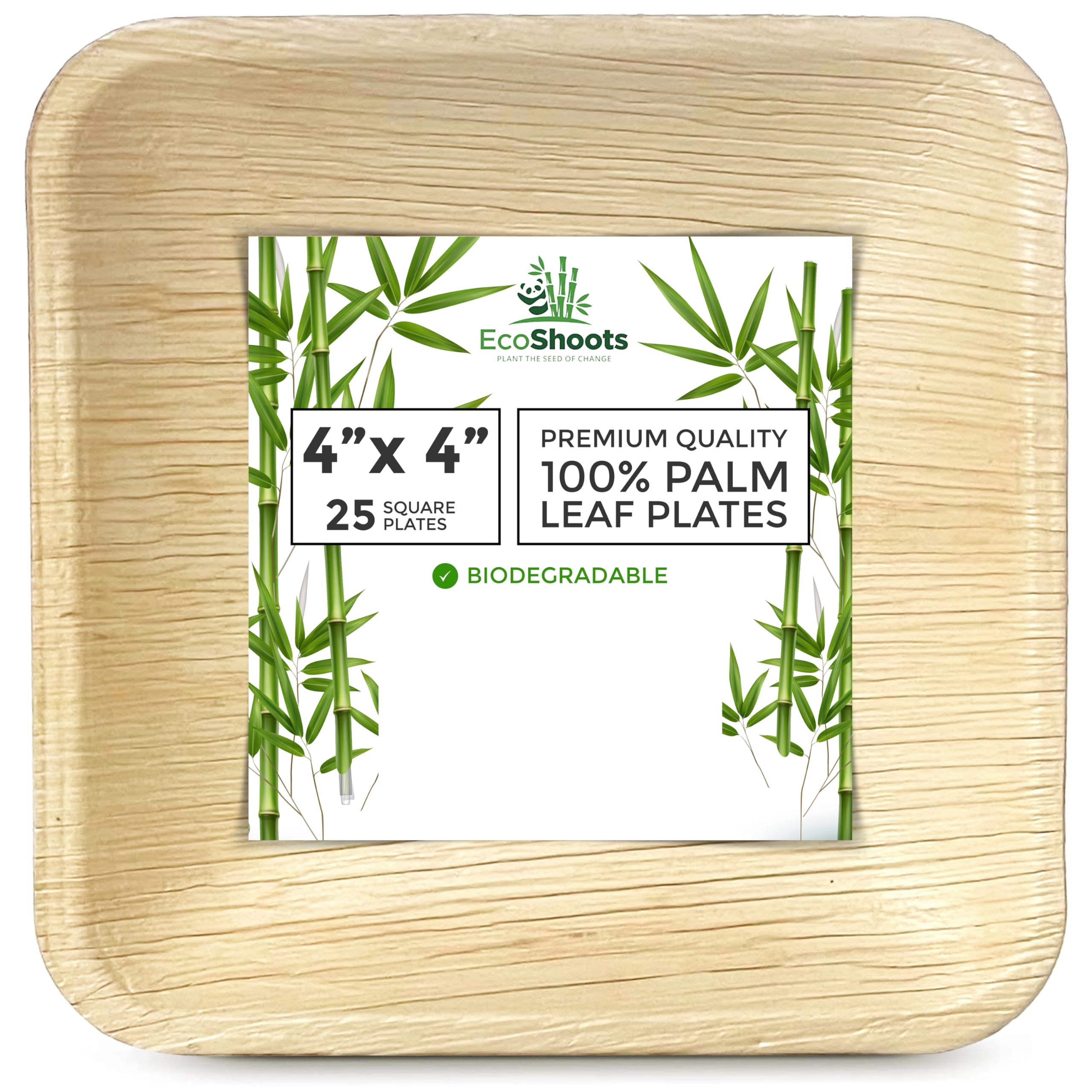 Amazon.com: EcoShoots Palm Leaf Plates 4" X 4" - Pack of 25 ...