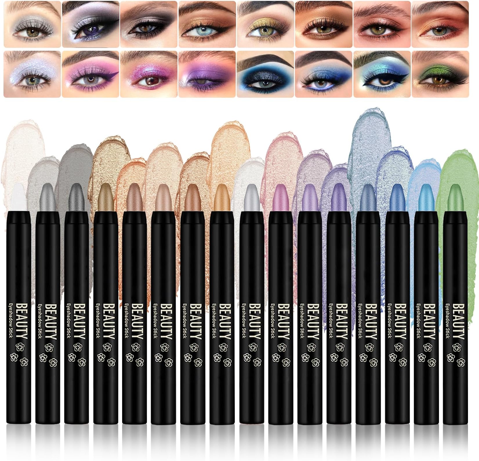 Amazon.com : XMXueMei 16Pcs Glitter Eye Shadow Sticks Makeup Kit ...