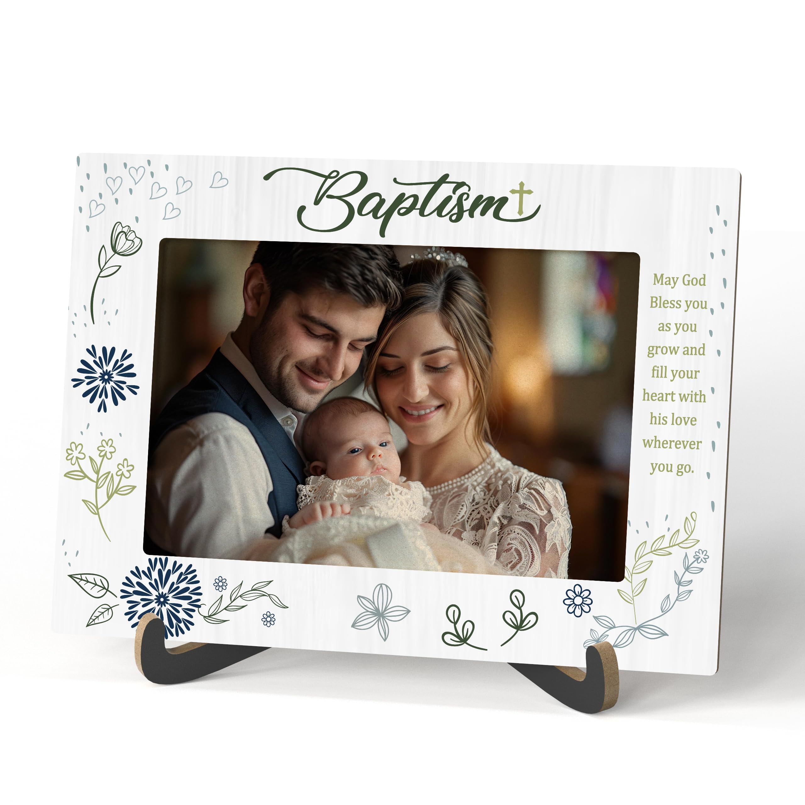Qiwog Baptism Photo Frame - Baby Baptism Wooden Desktop Picture Frame ...