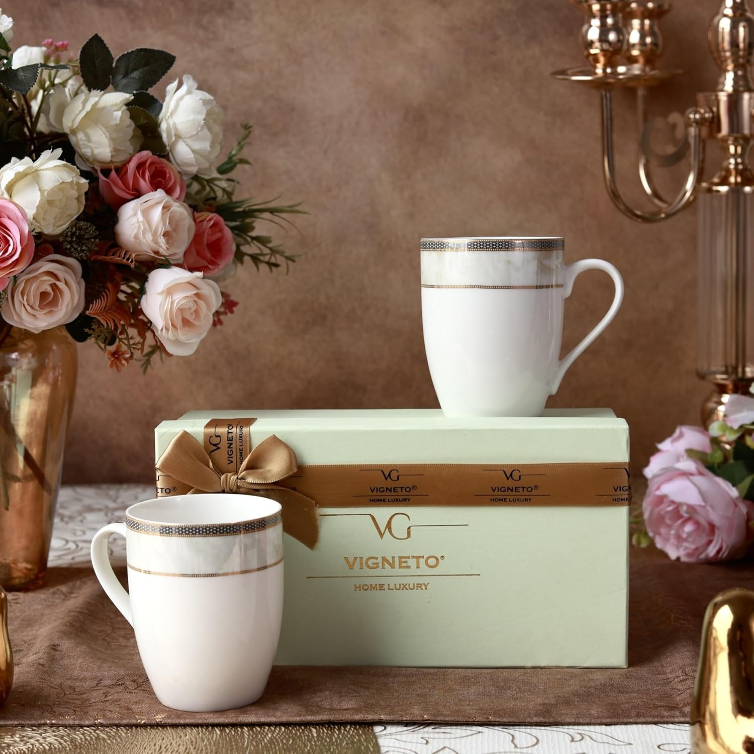 Buy Vigneto Oyster Pearl Coffee Mug Set | Set of 2 Mugs, 300 ML ...