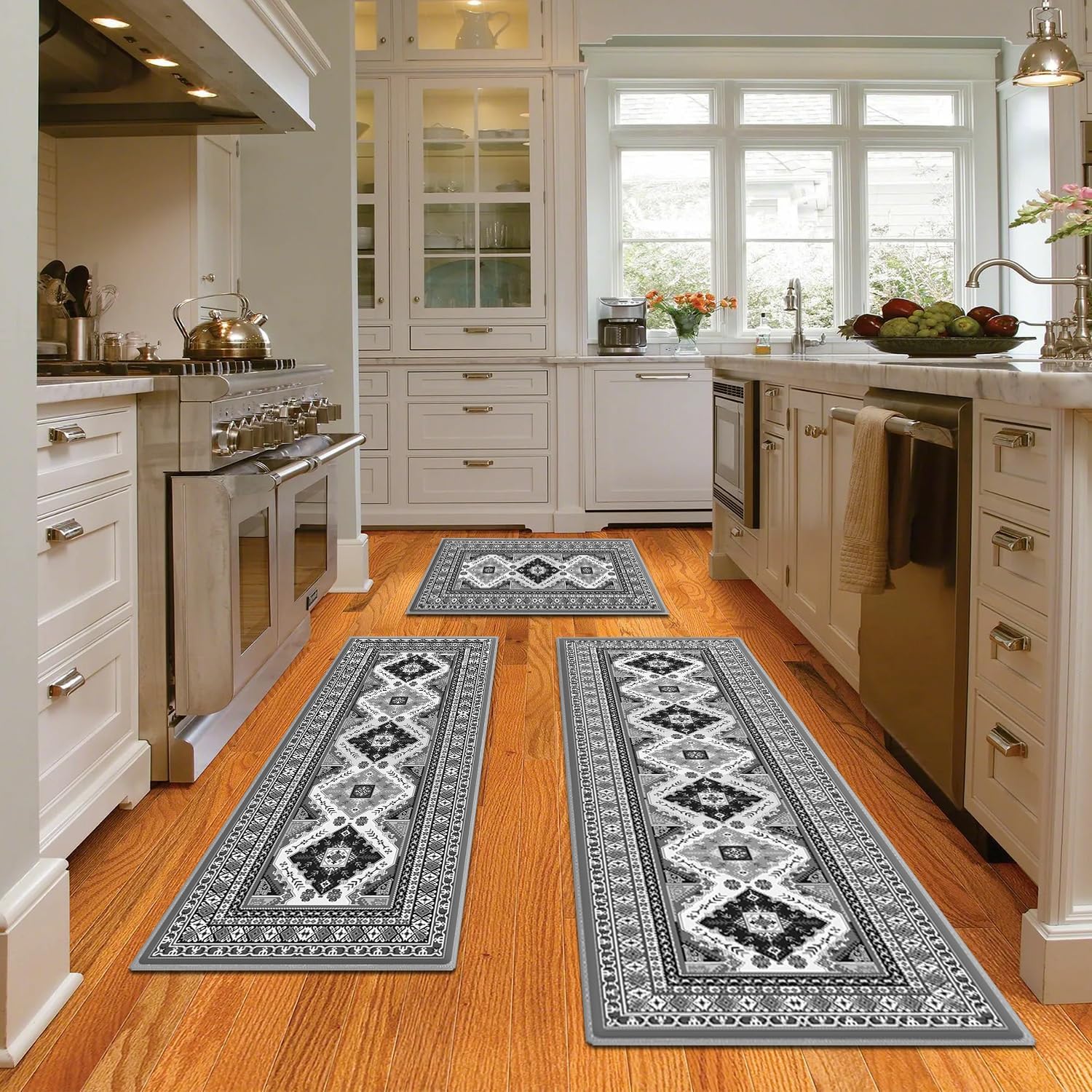 Amazon.com: DOZAFENK 3 Piece Boho Kitchen Decor Rug Set, Vintage Floral ...