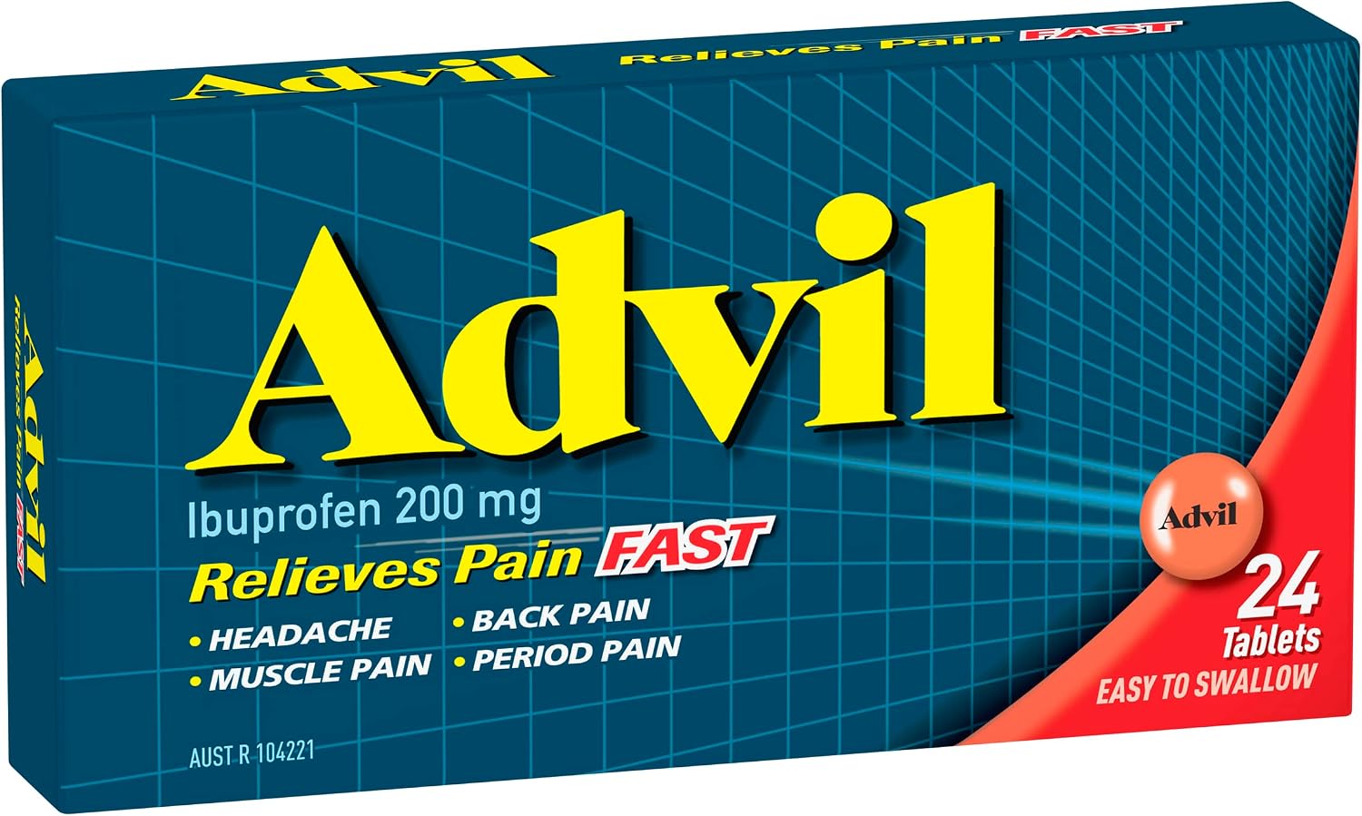 Advil Ibuprofen 200mg, 24 Tablets | Easy to Swallow, Fast Body Pain ...
