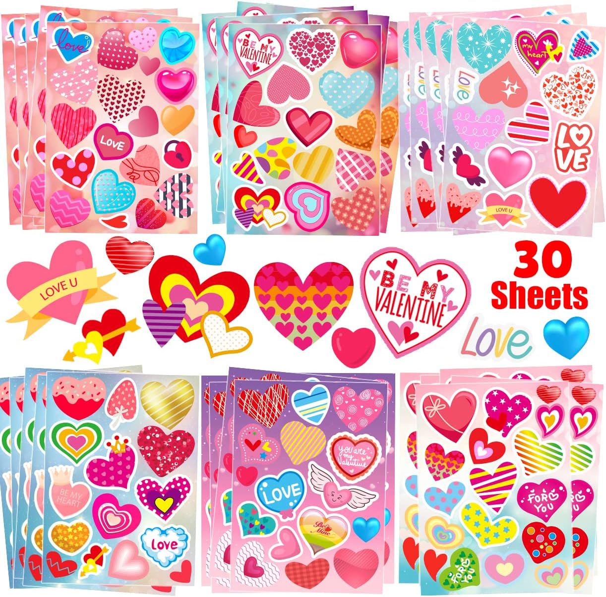 Amazon.com: FEBSNOW Valentine Day Stickers, 120 Sheets Valentine ...