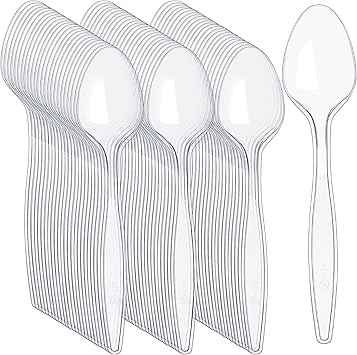Amazon.com: Thenshop Clear Plastic Spoons 1000 Count Heavyweight ...