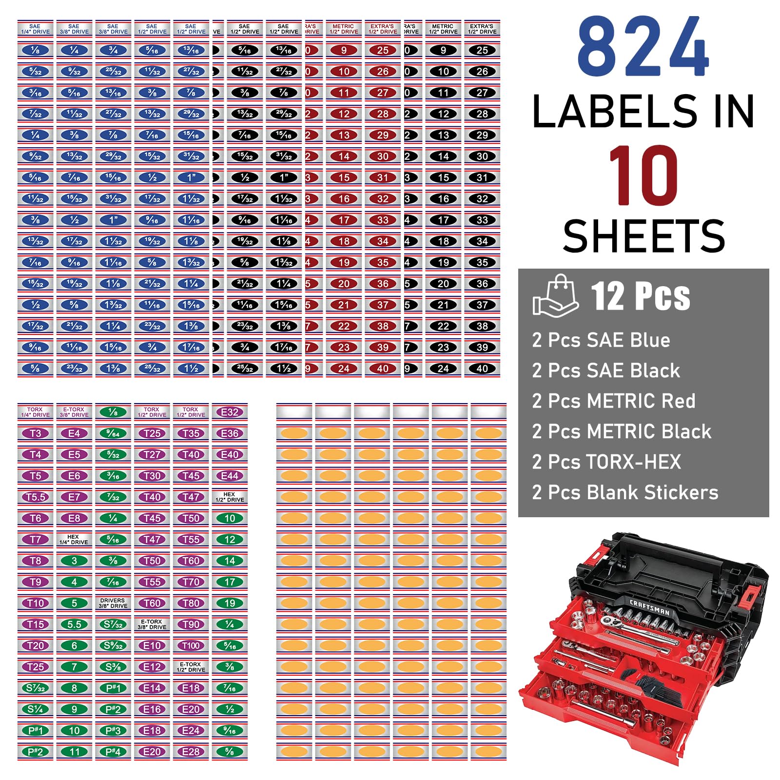 Snapklik.com : Chrome Socket Labels, Color-Coded Adhesive Stickers For ...