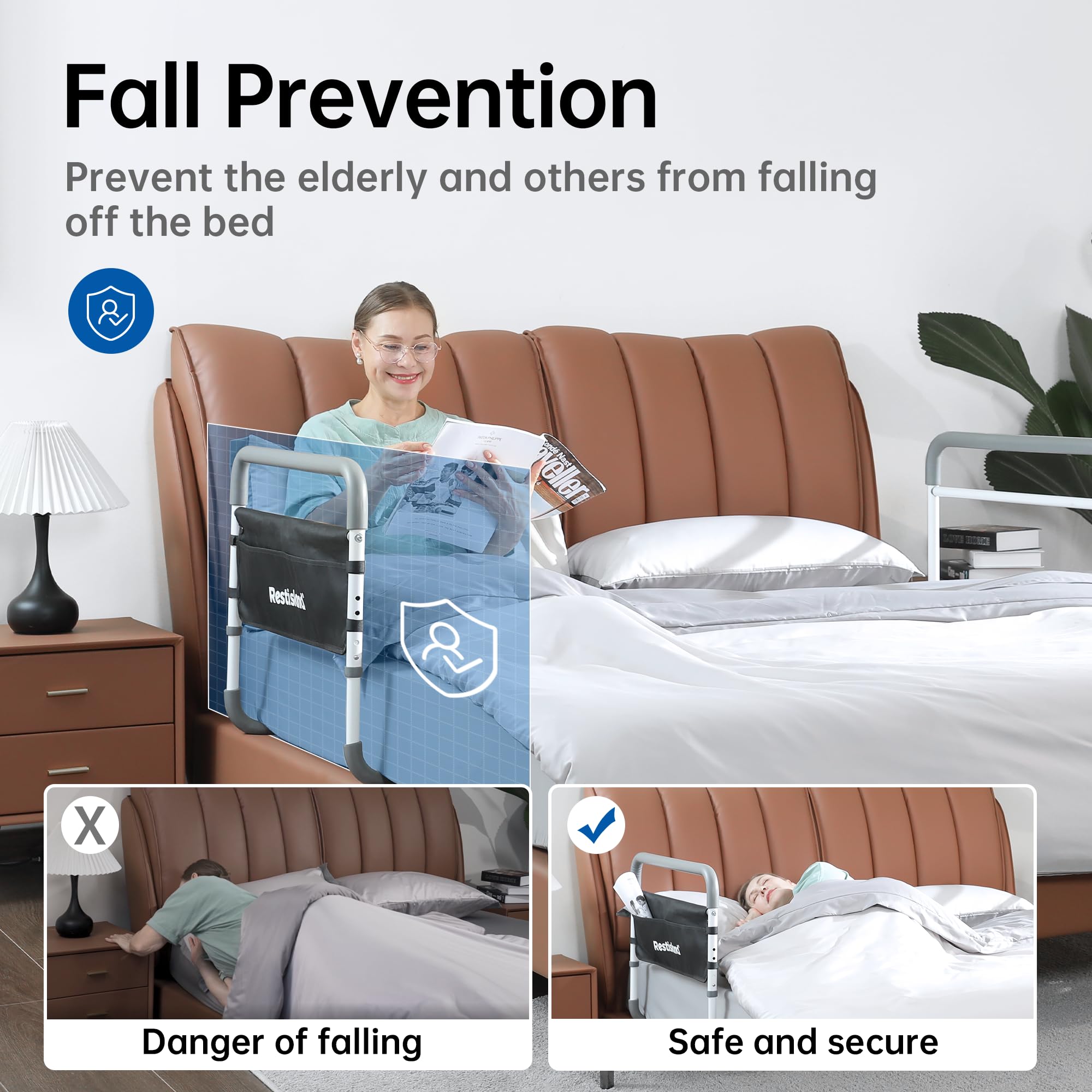 Snapklik.com : Dual Bed Side Hand Rail, Bed Assist Rail Adjustable ...