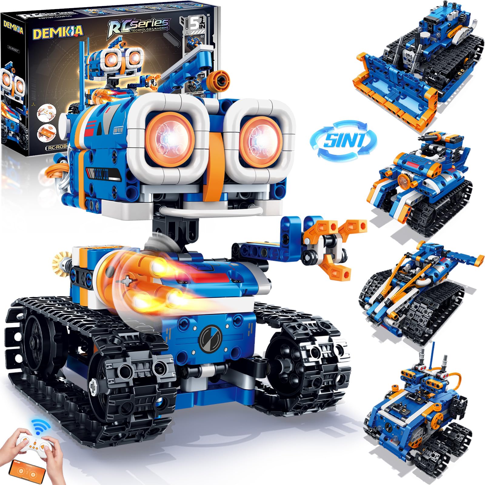 Amazon.com: Demkia 5in1 Robot Kit Building Set, 560 PCS APP & Remote Control Mech RC Robotics ...