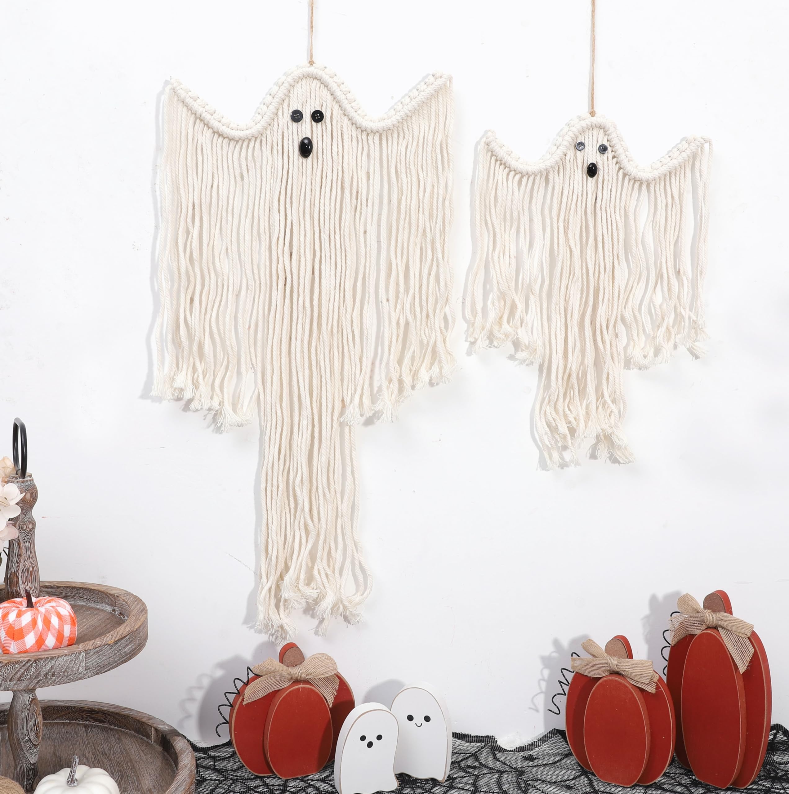 Amazon.com: Halloween Macrame Ghost Wall Decor- Set of 2 Ghost Wall ...