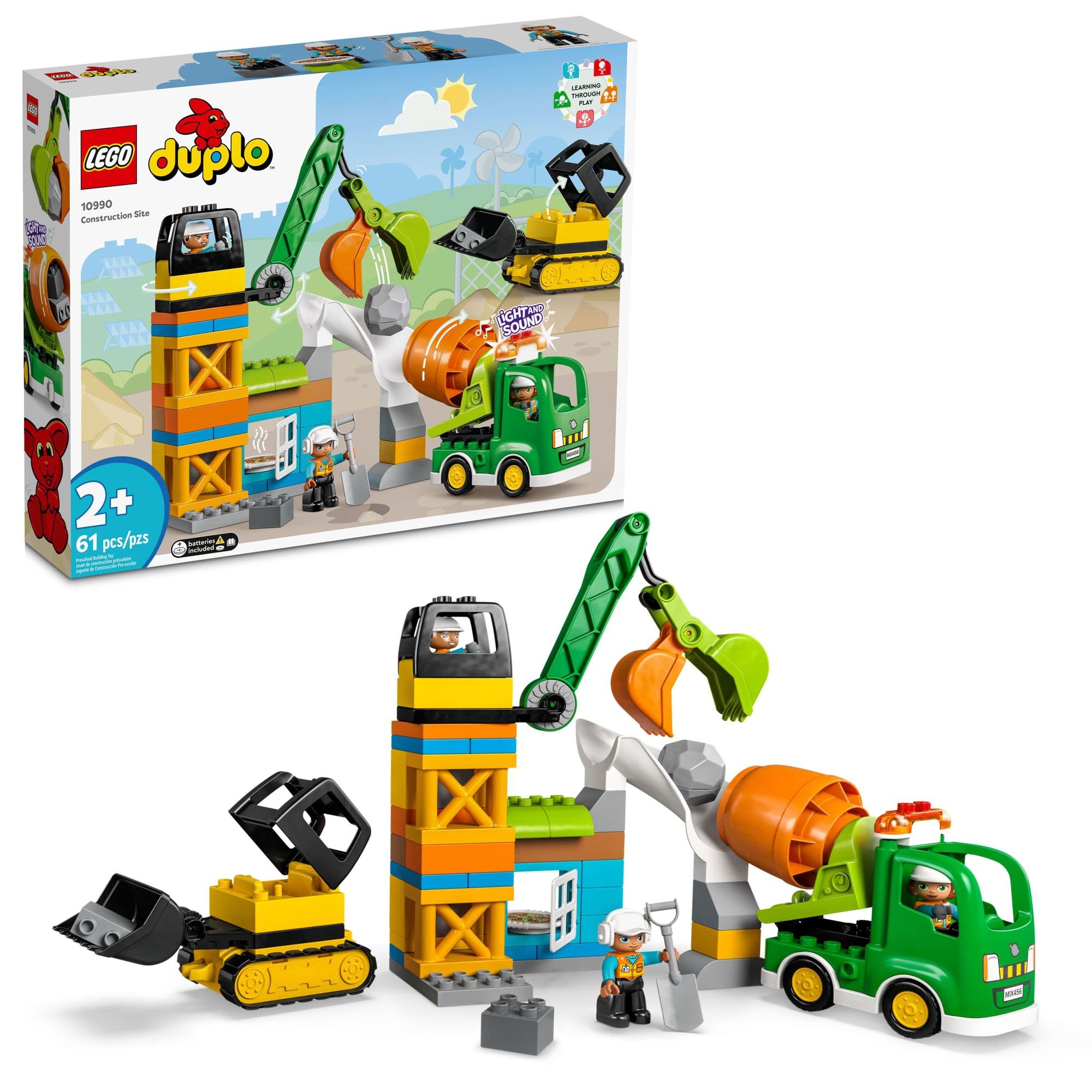 LEGO DUPLO Construction Site 10990 Crane Toy Bulldozer And Cement