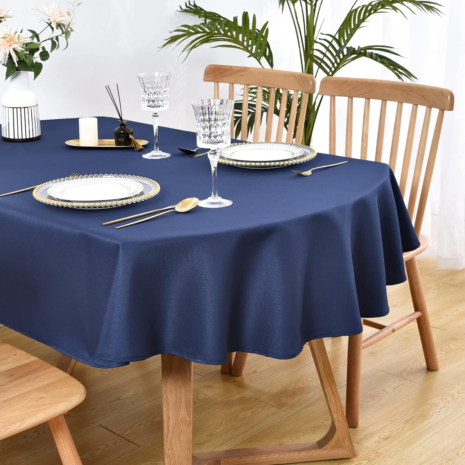 Amazon.com: Wolkemer Large Oval Tablecloth 60 x 120 Inch Washable ...