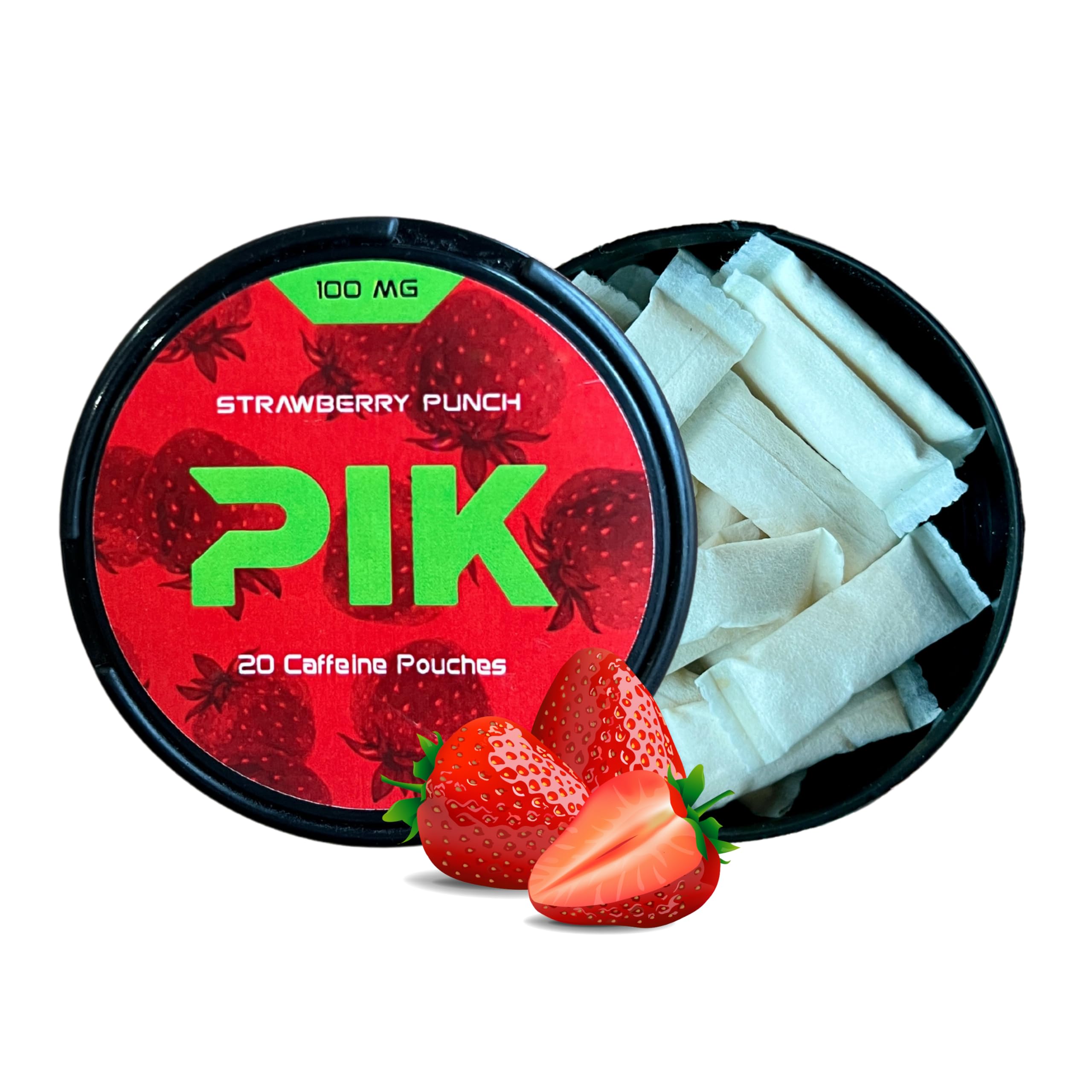 PIK Caffeine Pouches - Strawberry Punch Flavor | 20 Pouches -100mg ...
