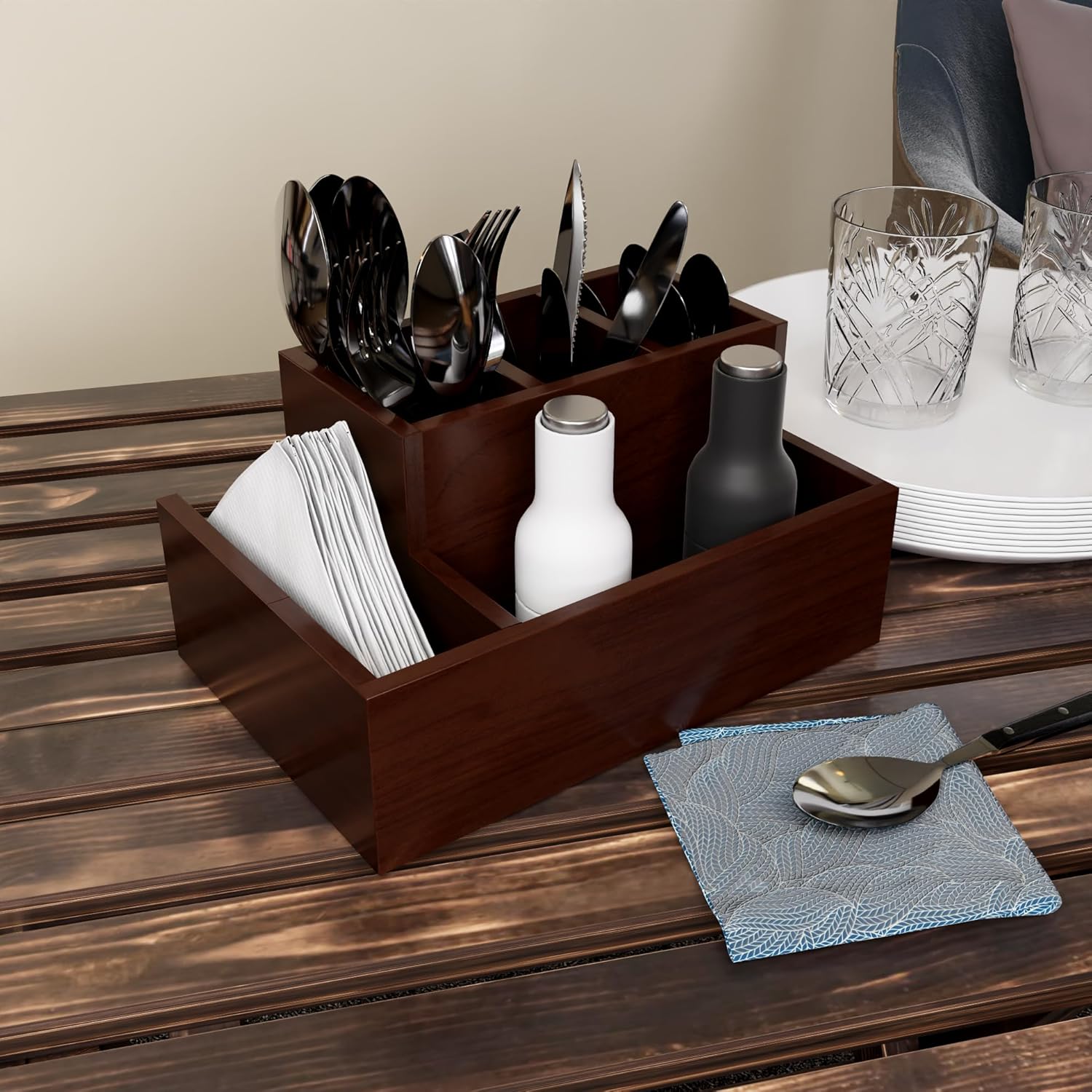 Woodshoppe Cutlery Case Natural Finish Shisham Wood Caddy | Utensils ...