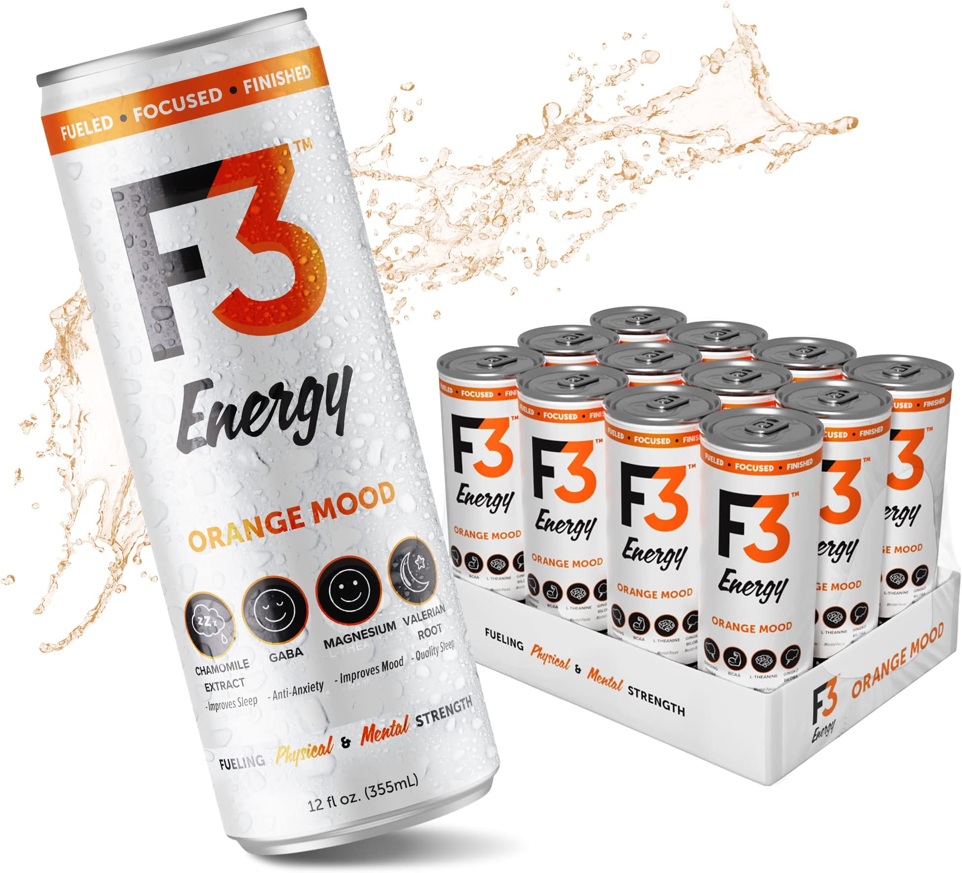 Amazon.com : F3 Energy - Orange Mood Energy Drink, Natural Energy ...