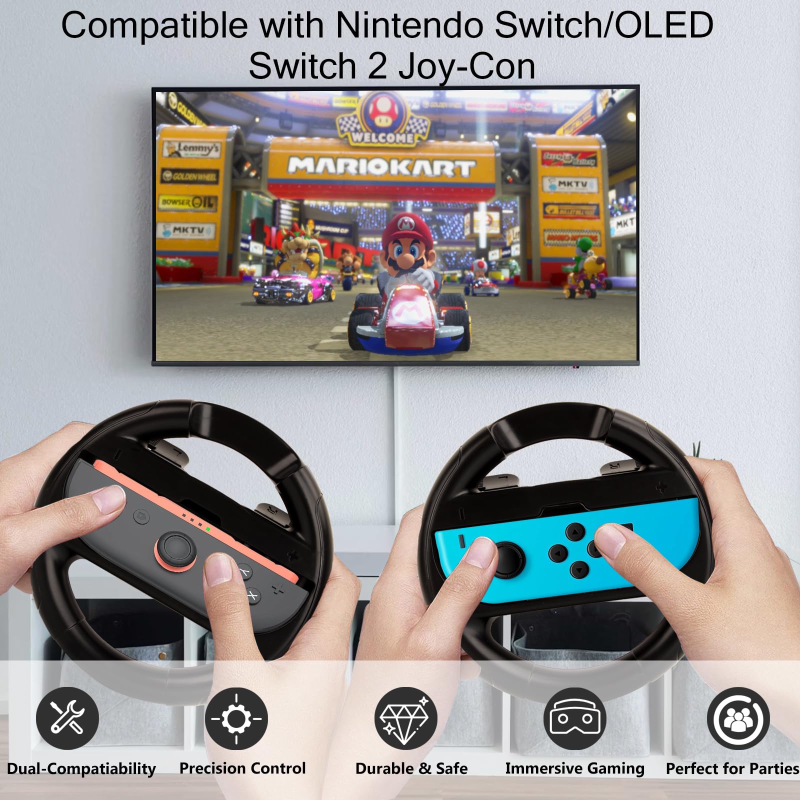 Snapklik.com : Lyvix Steering Wheel For Nintendo Switch 2/1 Joy-Con ...