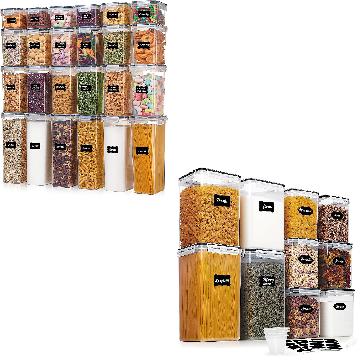 Amazon.com: Vtopmart 24 Pcs Food Storage Containers with 10 PCS Flour ...