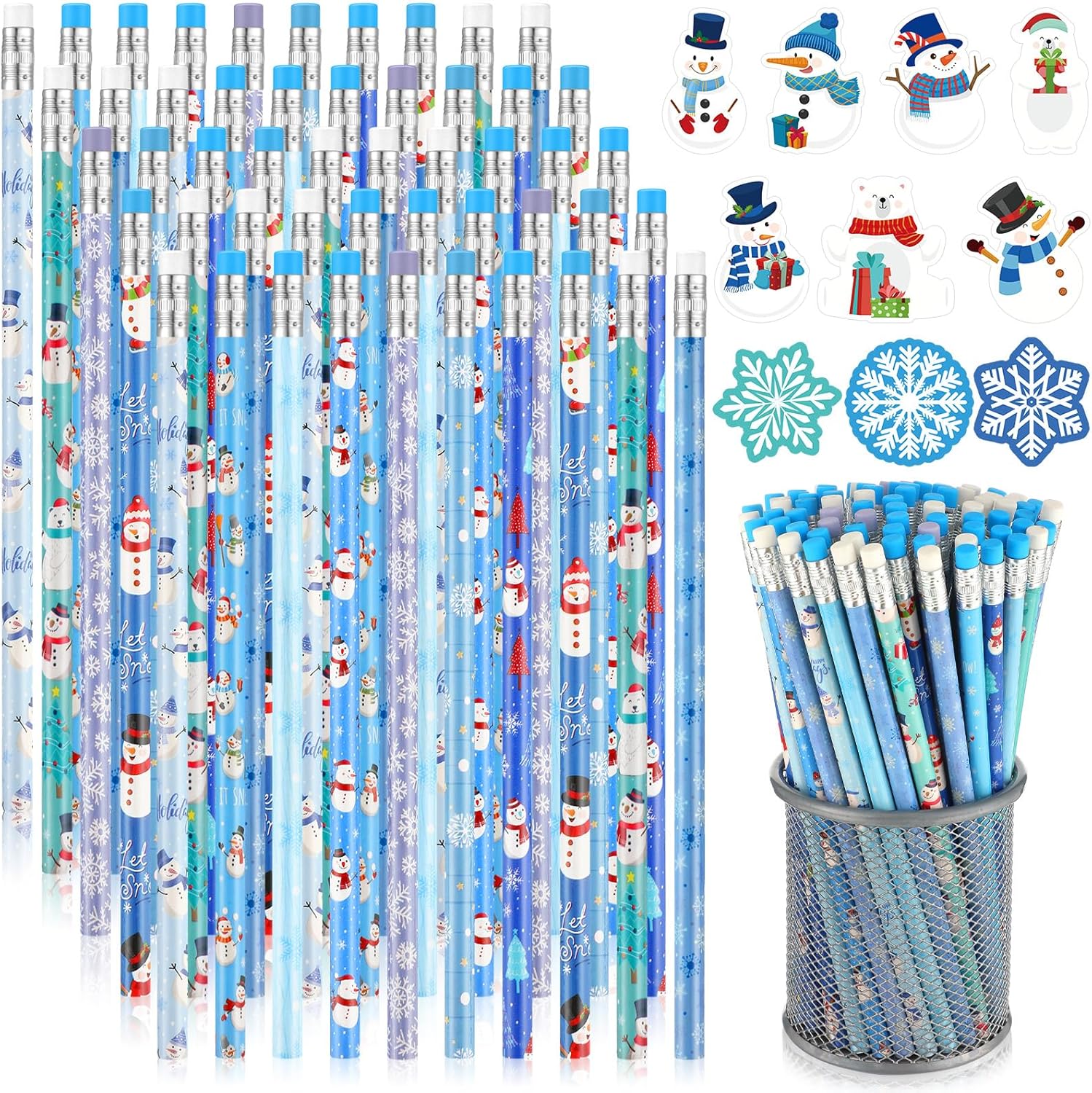 Amazon.com : Seajan 100 Count Snowflake Patterned Xmas Pencils with ...
