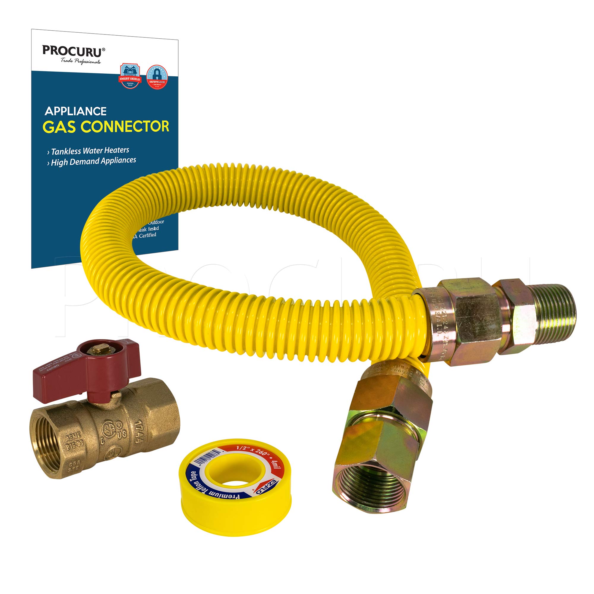 Buy PROCURU 1" OD x 18" Long x 3/4" MIP x 3/4" FIP Flex Line Connector Kit with 3/4" Valve ...