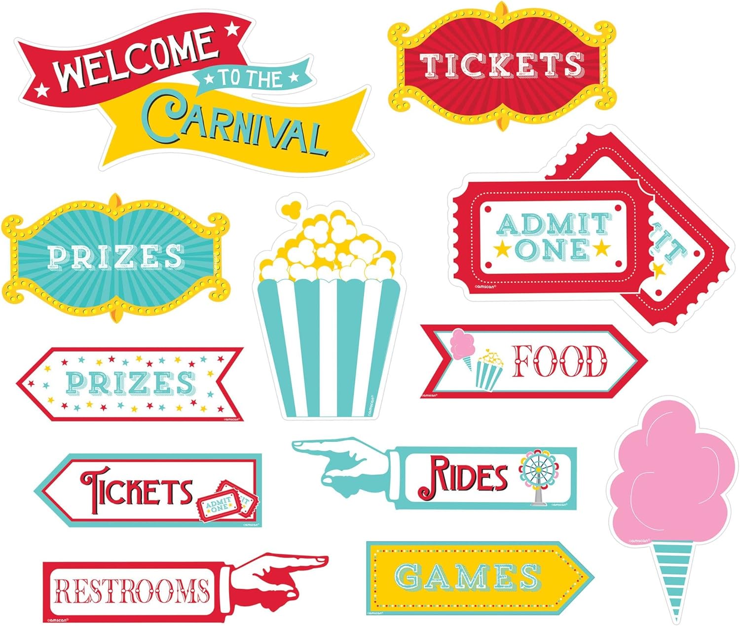 Amazon.com: Vibrant Carnival Cutouts - (8", 10", 13") Pack of 12 ...